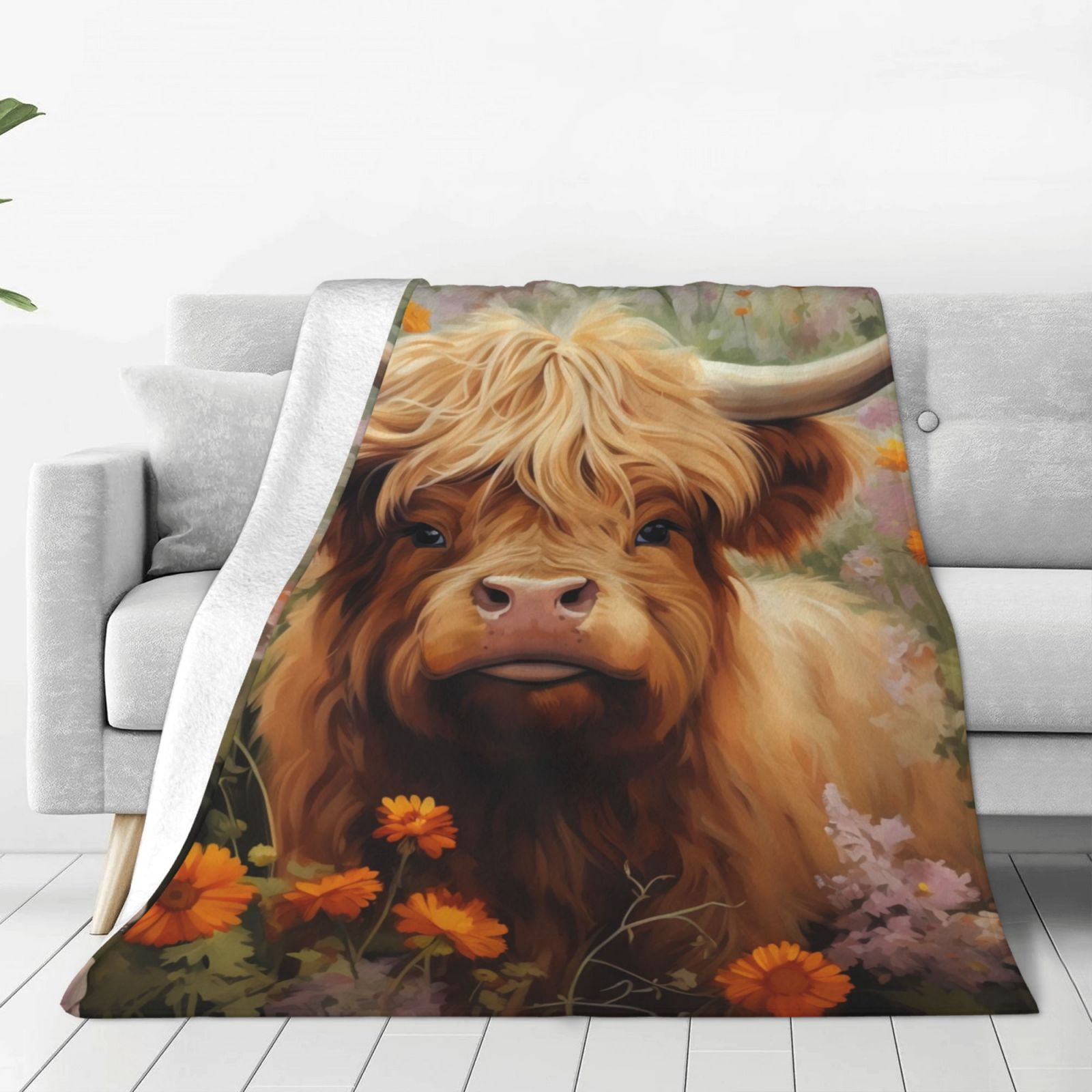 Bingfone Cute Floral Cow Print Flannel Fleece Blanket Throw Blanket for ...