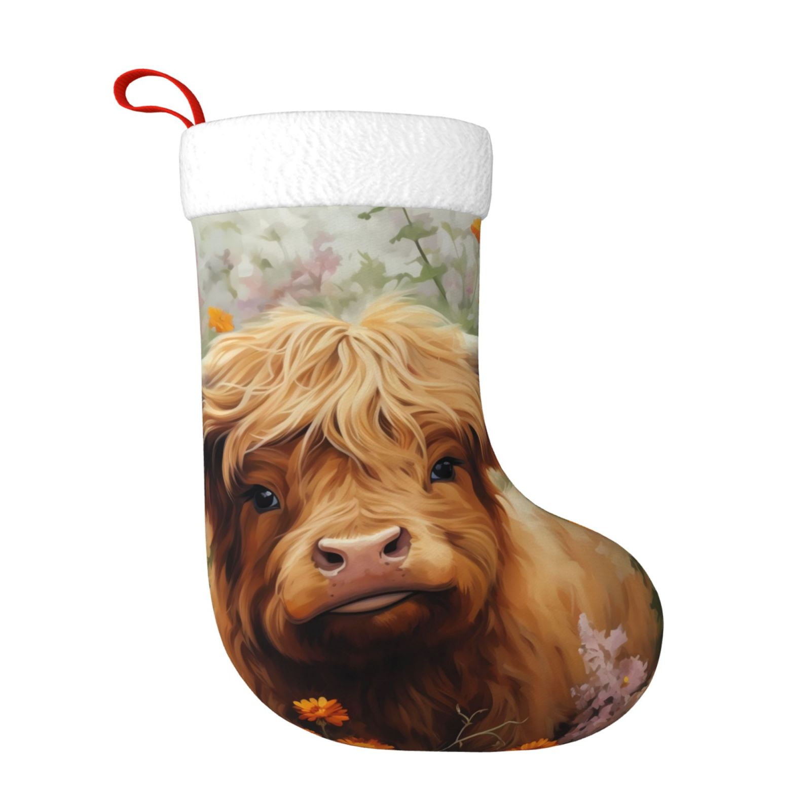 Bingfone Cute Floral Cow Print Personalized Christmas Stocking ...