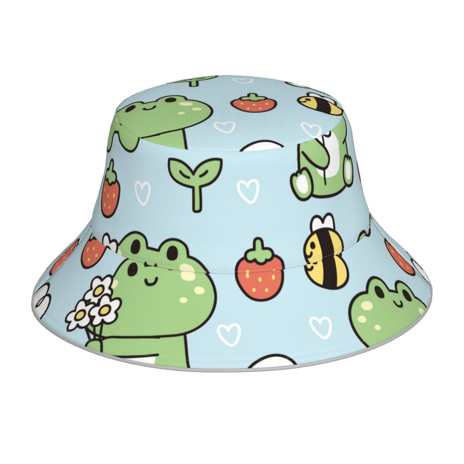 Bingfone Cute Floral Frog Bucket Hat For Men Women,Packable Reversible ...