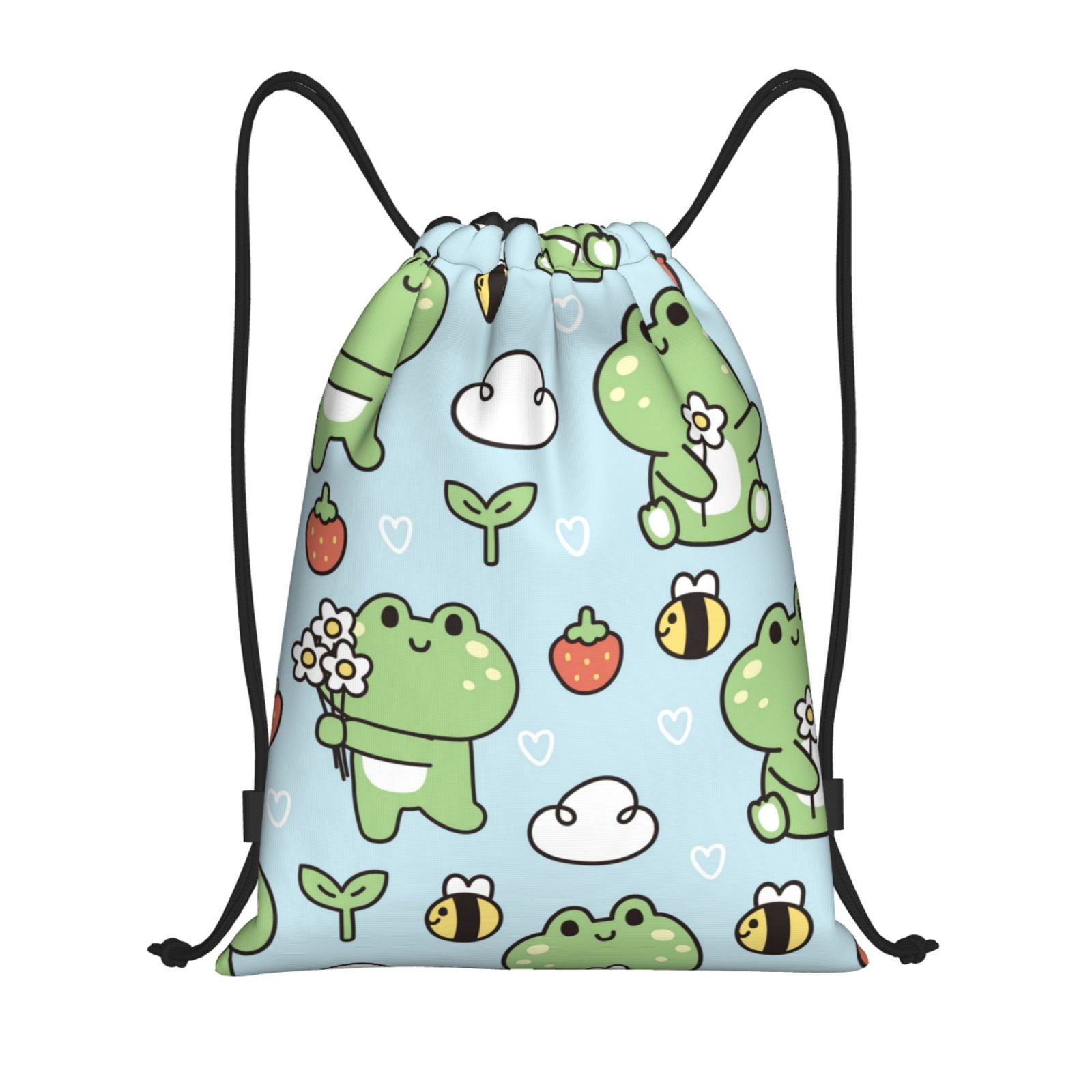 Bingfone Cute Floral Frog Drawstrings Backpacks Bags For Men Women Gym ...