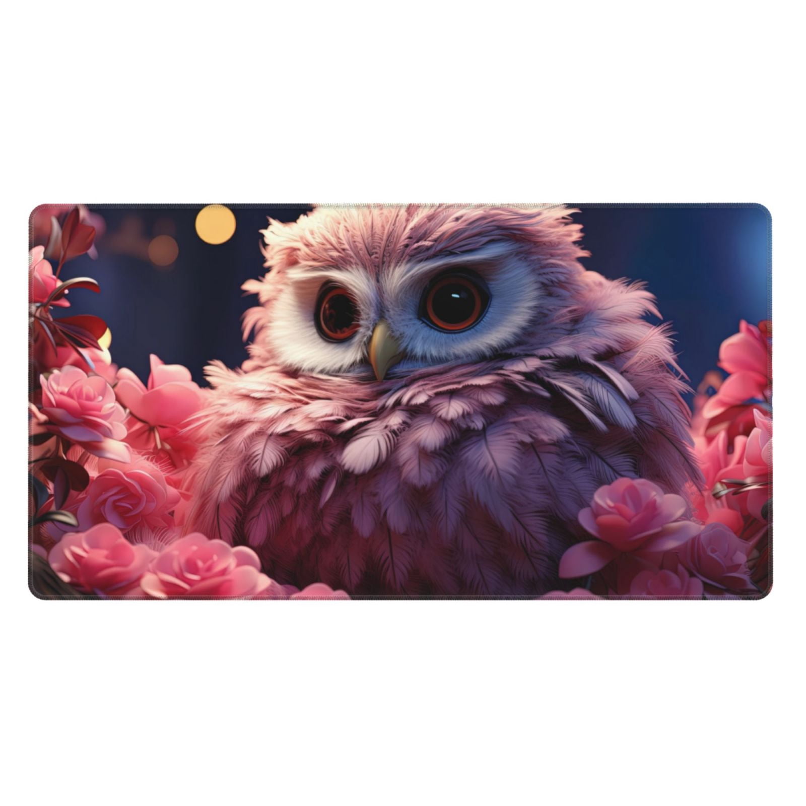 Bingfone Cute Flower Owl Large Gaming Mouse Pad,Extended Desk Mousepad ...