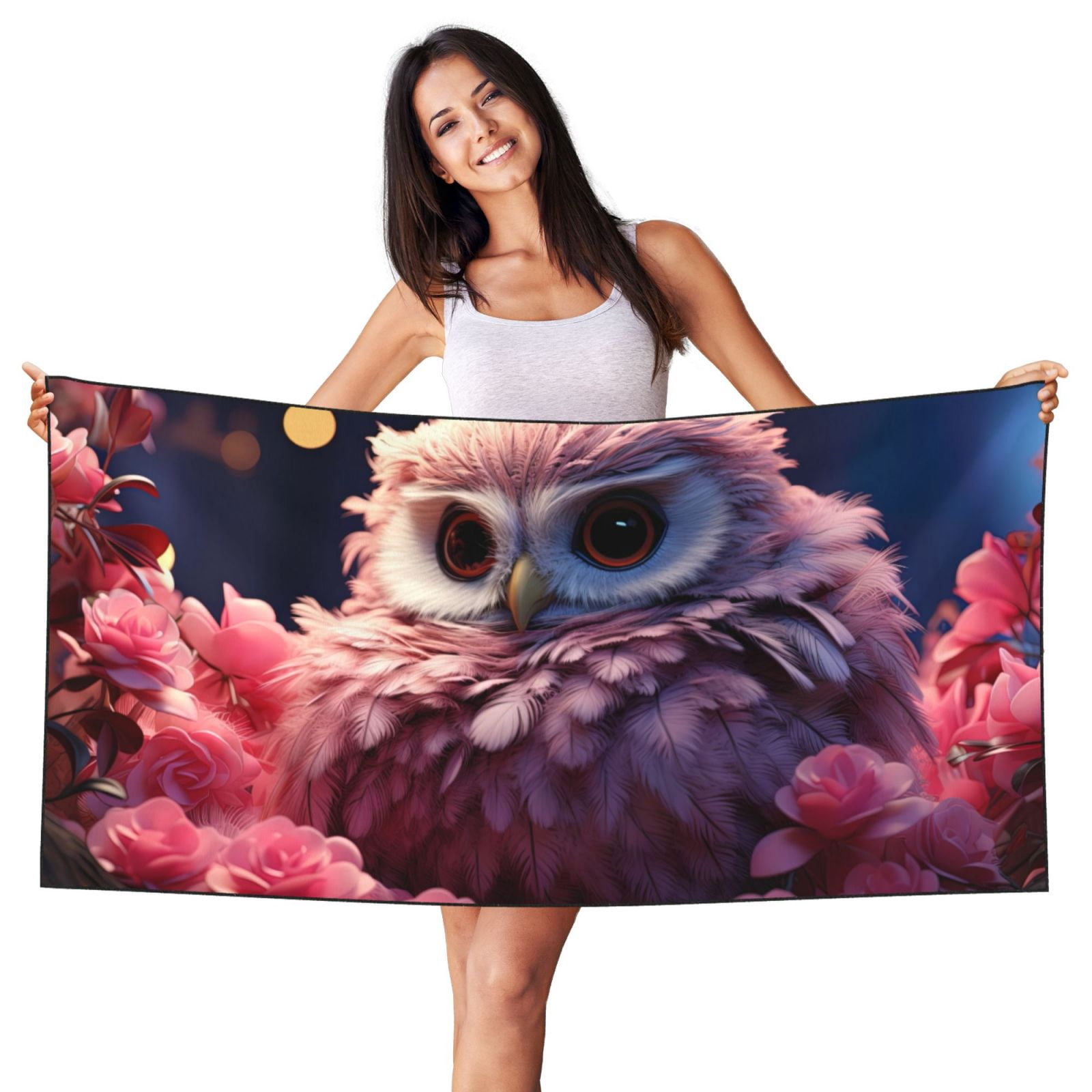Bingfone Cute Flower Owl Oversized 27.7x55 Inches Beach Towel, Super ...
