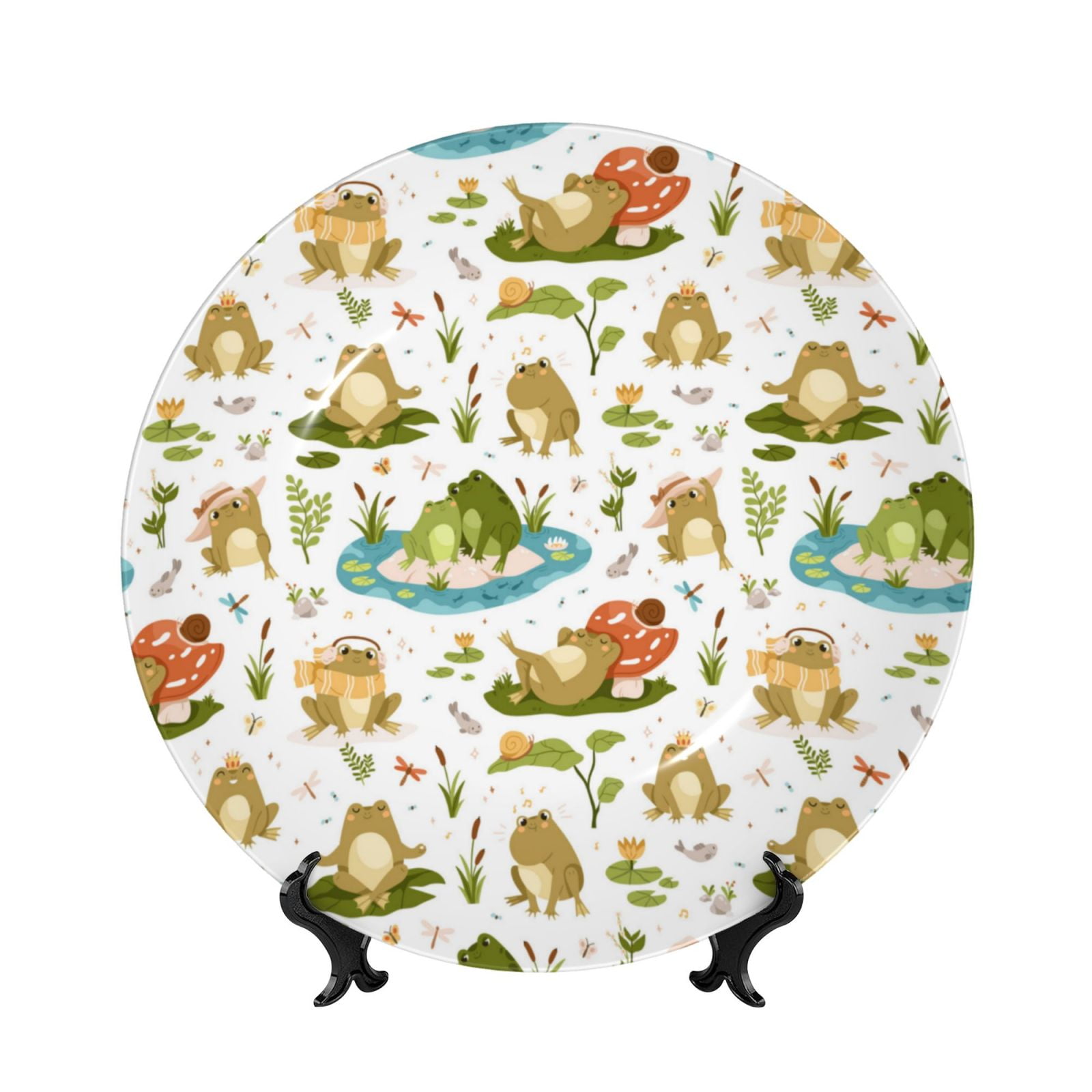 Bingfone Cute Frog Print Bone China Dinner Decorative Plates,Handmade ...
