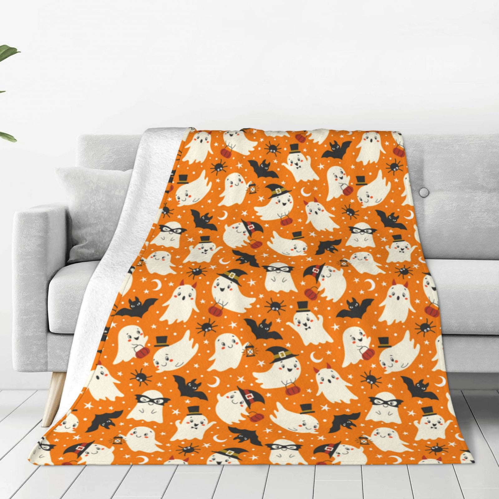 Bingfone Cute Ghosts Print Flannel Fleece Blanket Throw Blanket for Bed ...