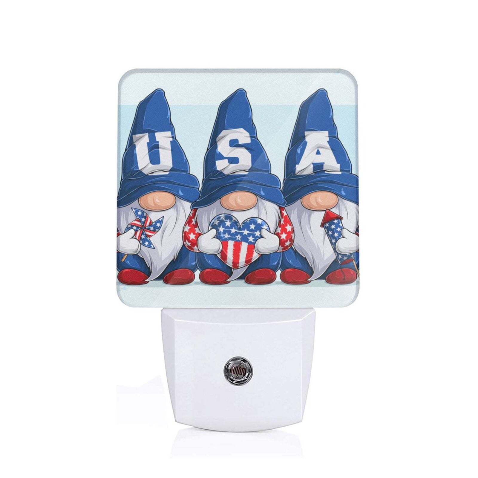 Bingfone Cute Gnomes in USA Print Night Lights Plug into Wall,Dusk to ...