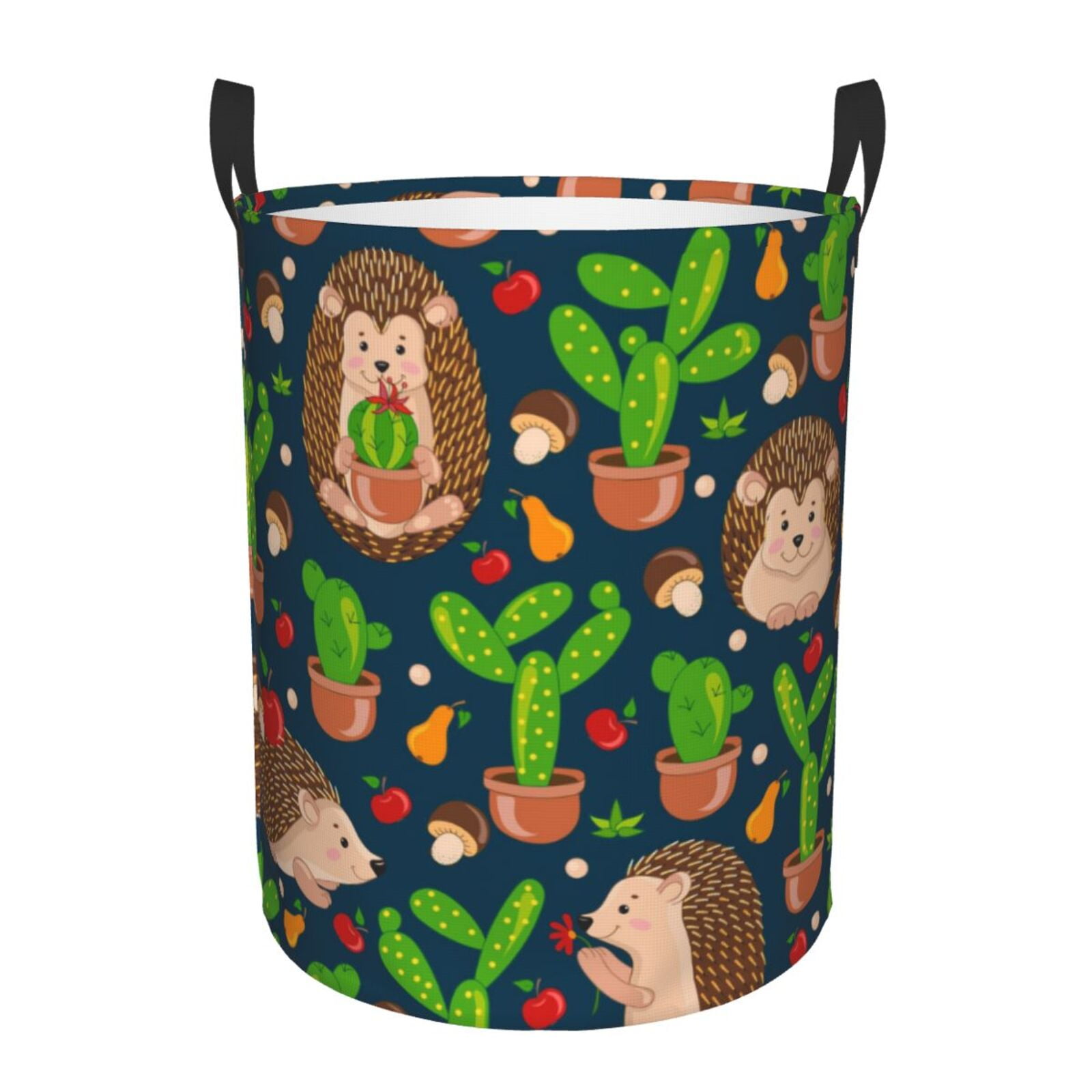 Bingfone Cute Hedgehogs Cactus Blue Waterproof Foldable Laundry Hamper ...