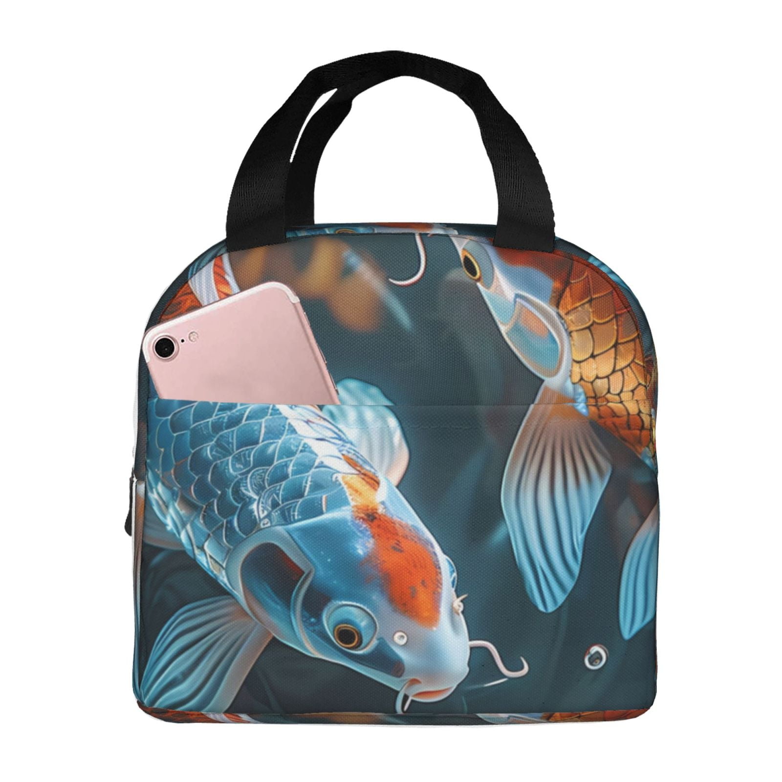 Bingfone Cute Koi Fish Serenity Print Lunch Bag Insulated Lunch Box ...