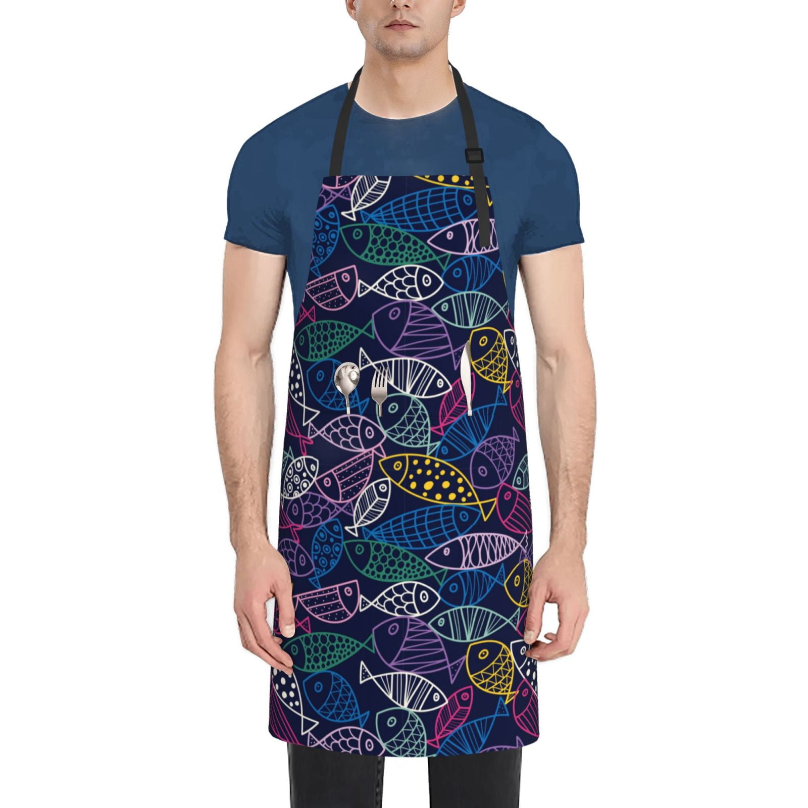 Bingfone Cute Line Fish Apron Gifts For Men, Women Professional Grade ...