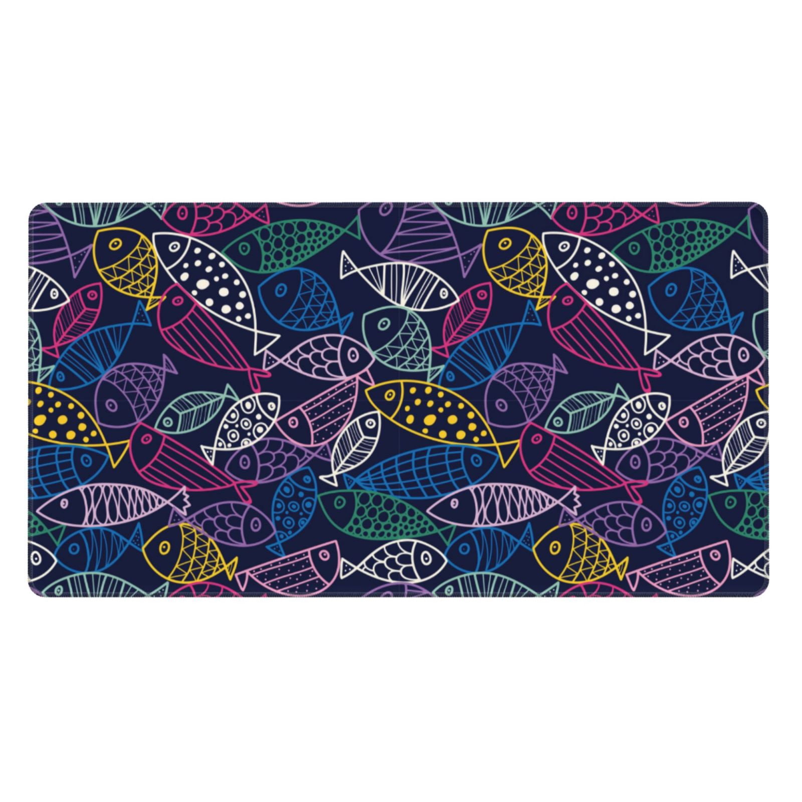 Bingfone Cute Line Fish Large Gaming Mouse Pad,Extended Desk Mousepad ...