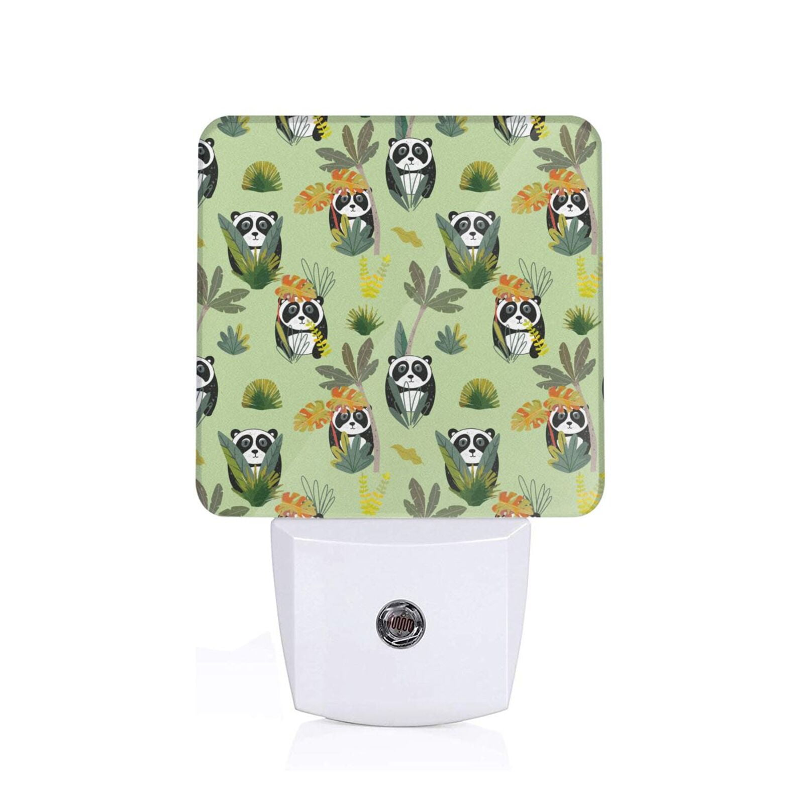 Bingfone Cute Panda Bear In Greenery Forest Print Night Lights Plug ...
