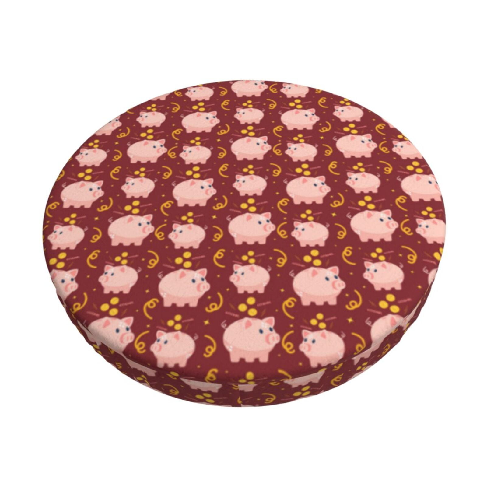 Bingfone Cute Pig with Coins Padded Round Bar Stool Cover Cushion with ...