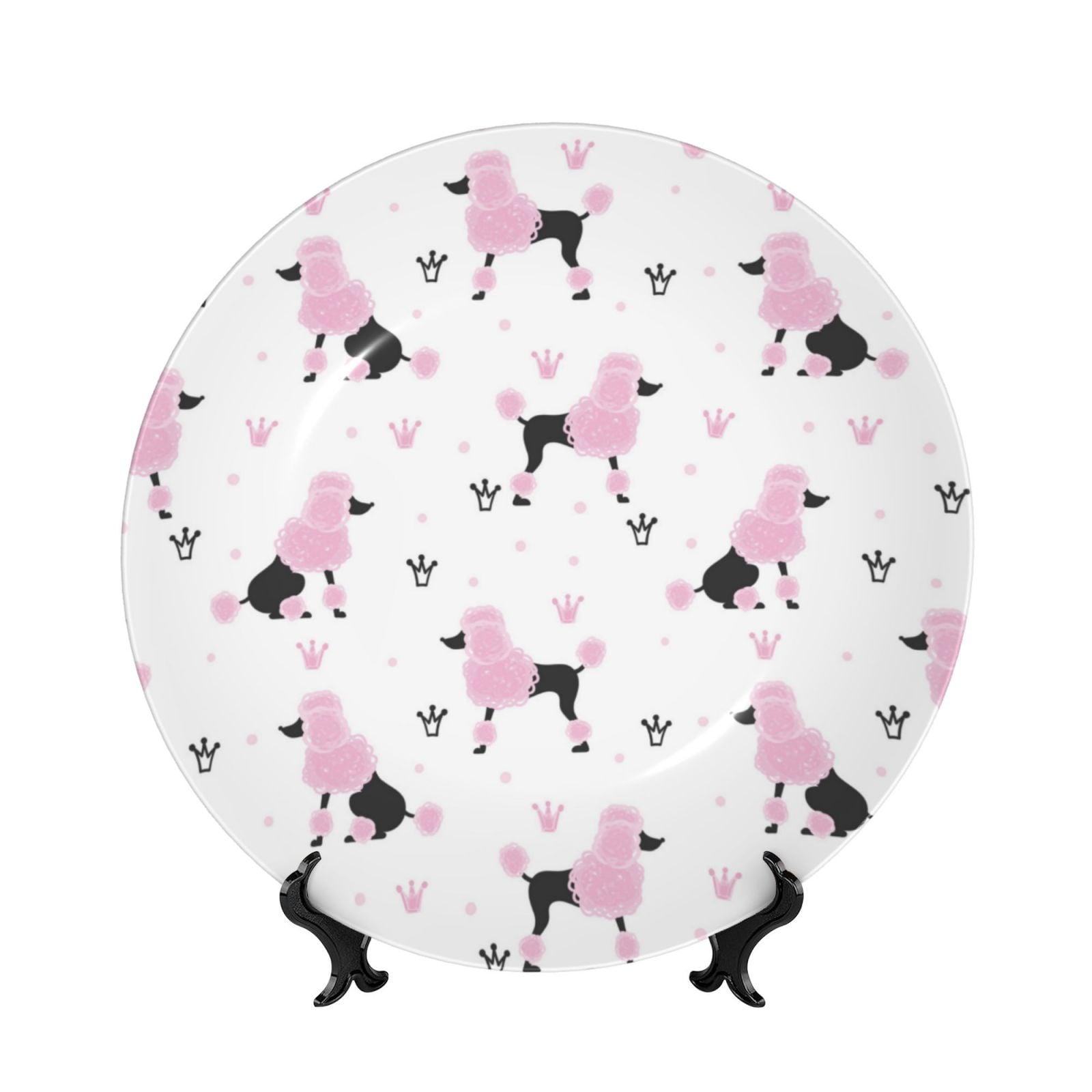 Bingfone Cute Poodle Dog Print Bone China Dinner Decorative Plates ...