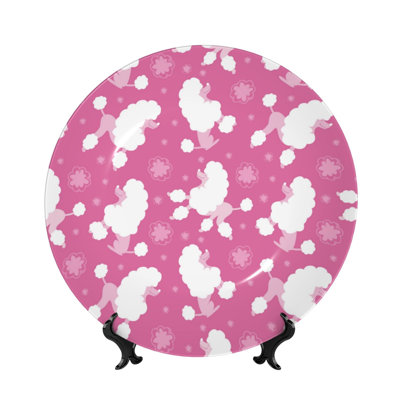 Bingfone Cute Poodle Dog Print Bone China Dinner Decorative Plates ...