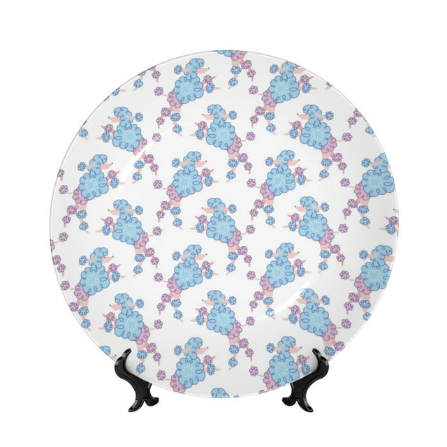 Bingfone Cute Poodle Dog Print Bone China Dinner Decorative Plates ...