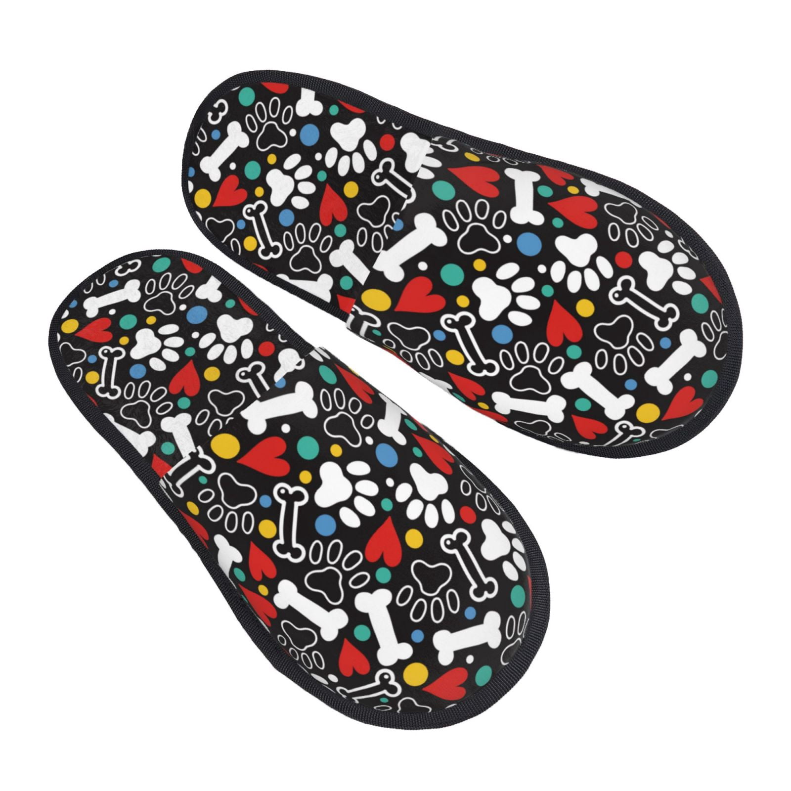 Bingfone Cute Puppy Footprints House Slippers for Women Men with Soft ...