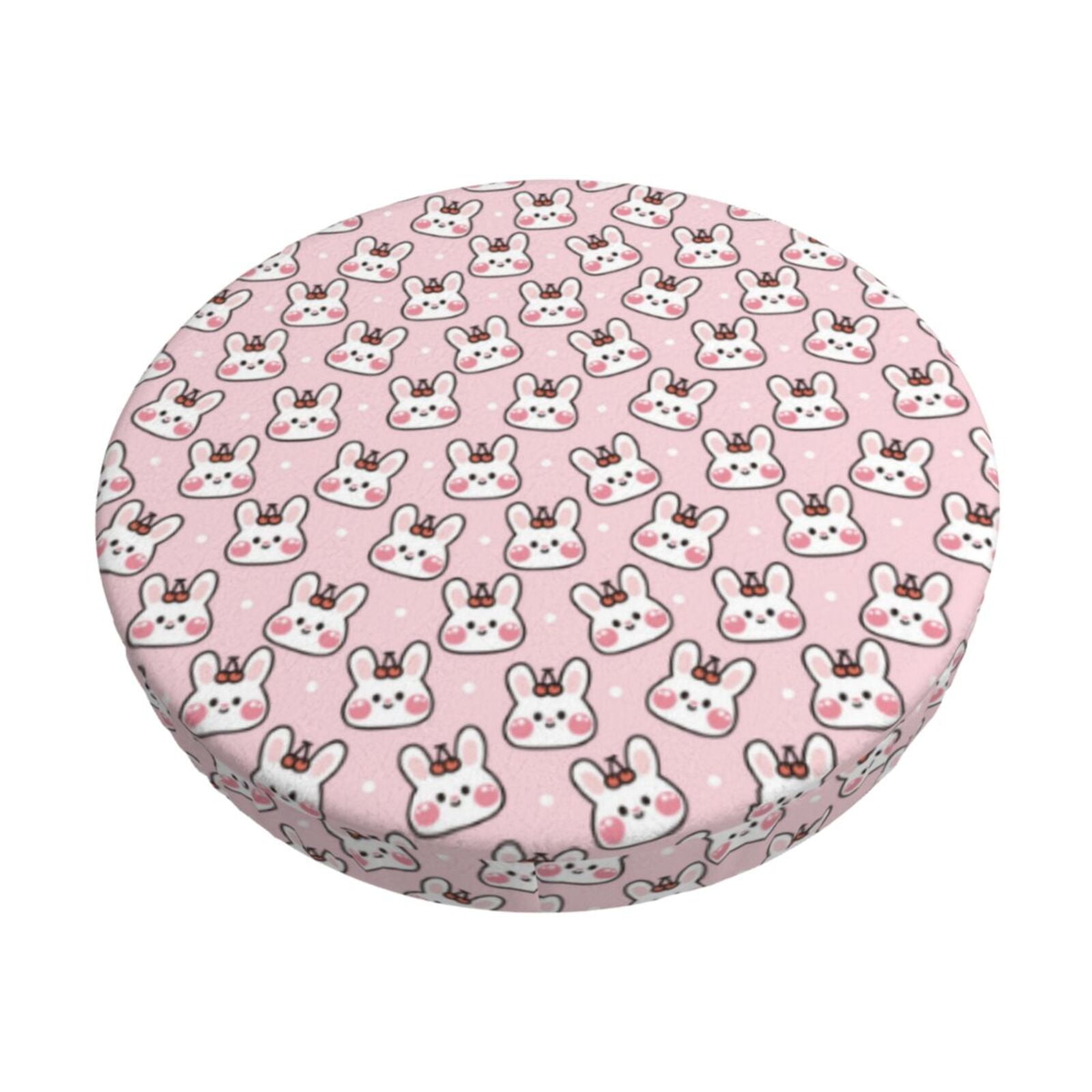 Bingfone Cute Rabbit Padded Round Bar Stool Cover Cushion with Elastic ...
