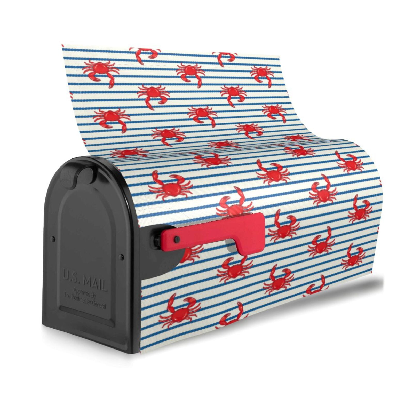 Bingfone Cute Red Crabs With Nautical Magnetic Mailbox Cover Standard ...