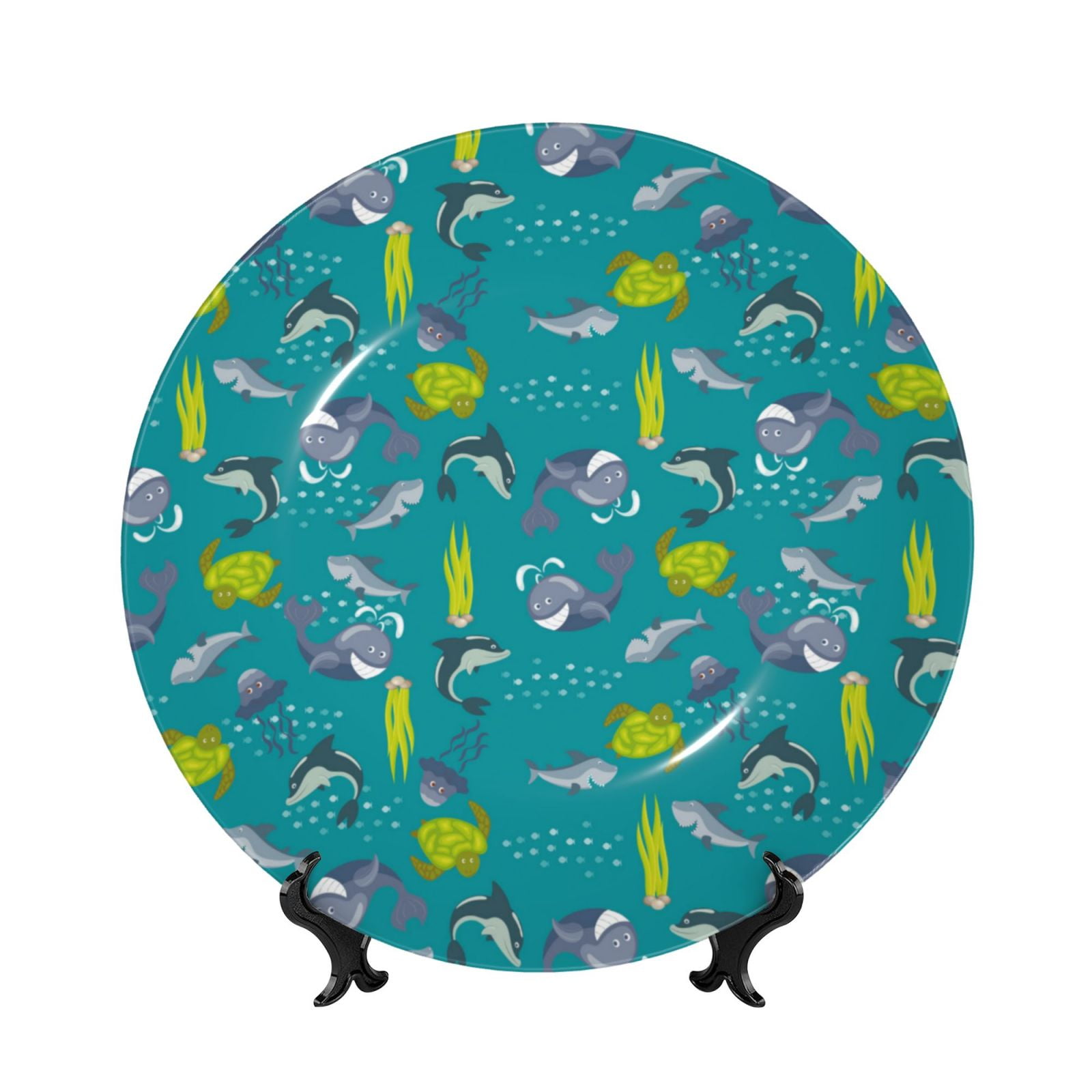 Bingfone Cute Shark Turtle Print Bone China Dinner Decorative Plates ...