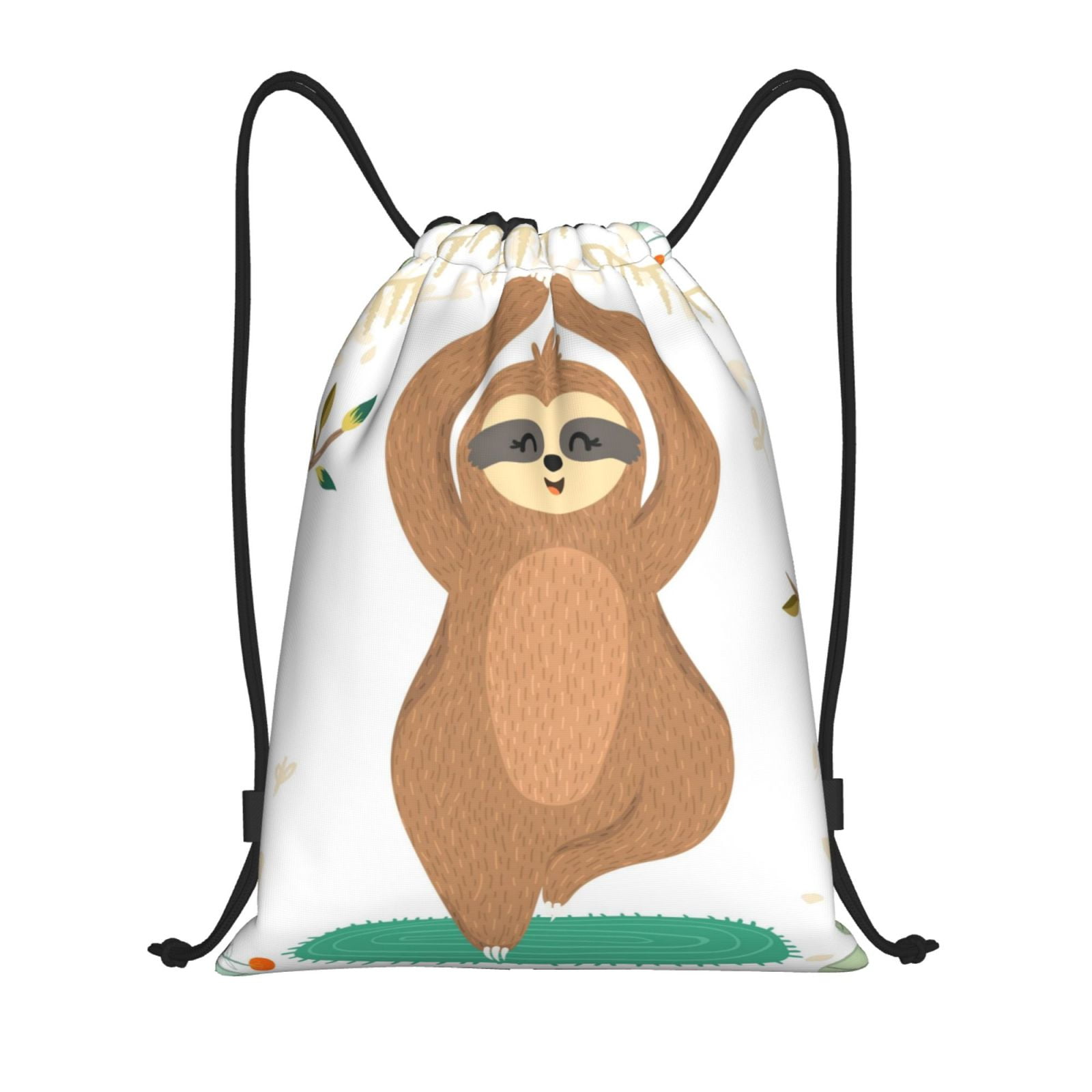 Bingfone Cute Sloth In Yoga Pose Tree Drawstrings Backpacks Bags For ...