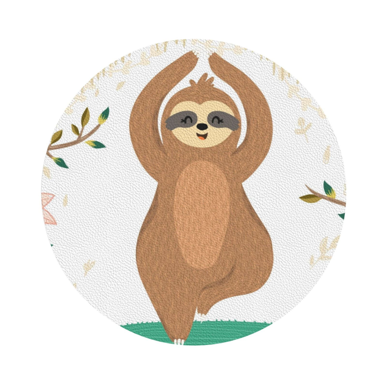 Bingfone Cute Sloth In Yoga Pose Tree Personalized Coaster Set 4 For ...