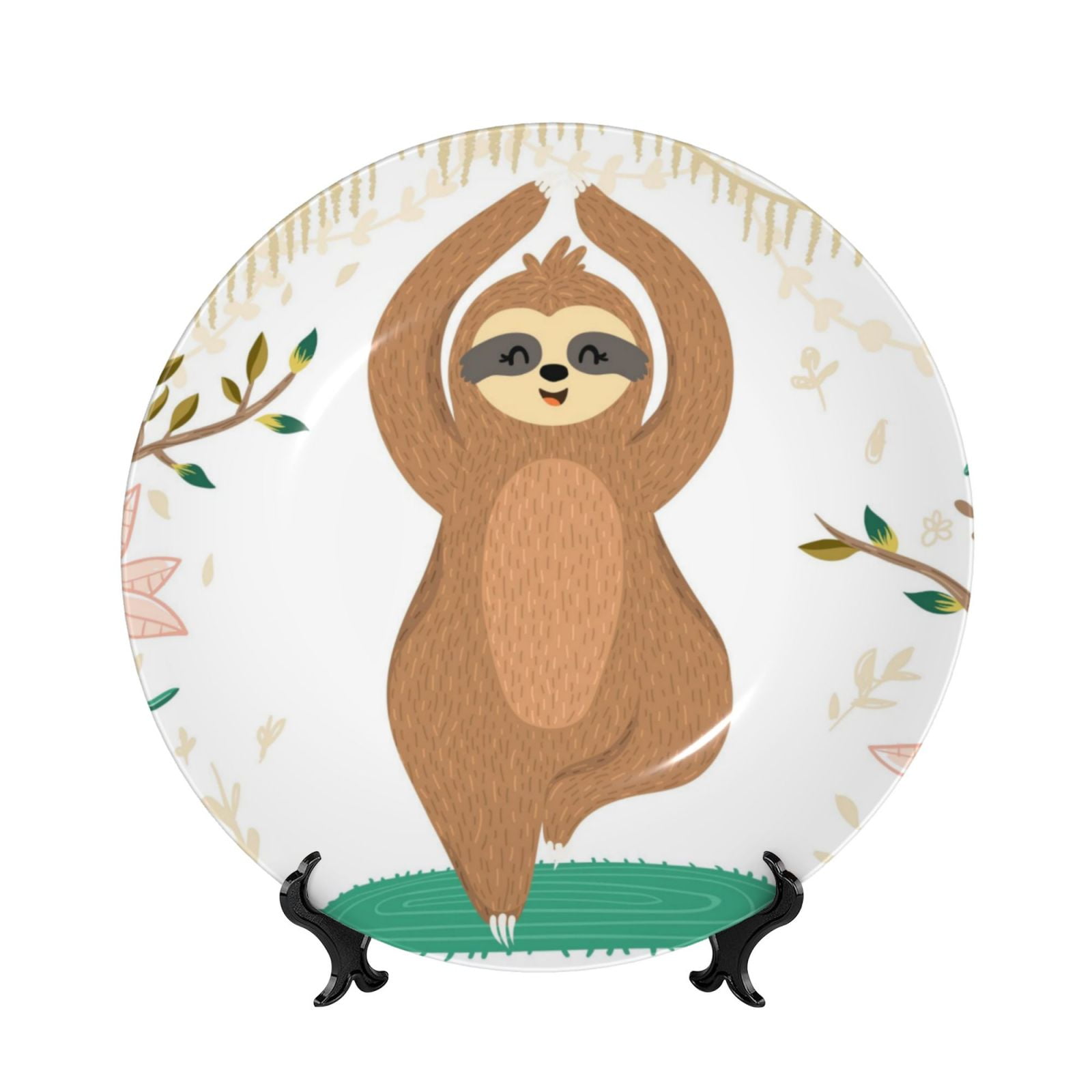 Bingfone Cute Sloth In Yoga Pose Tree Print Bone China Dinner ...