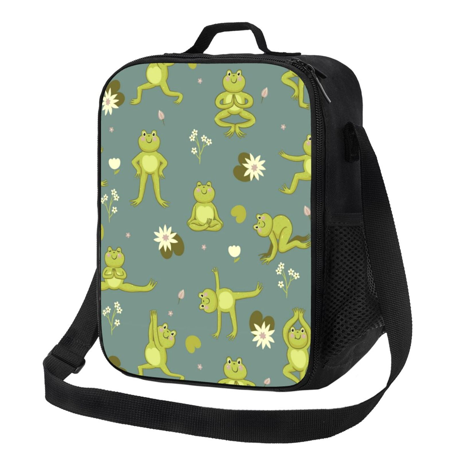Bingfone Cute Yoga Frogs Reusable Insulated Lunch Bag Cooler For Work ...