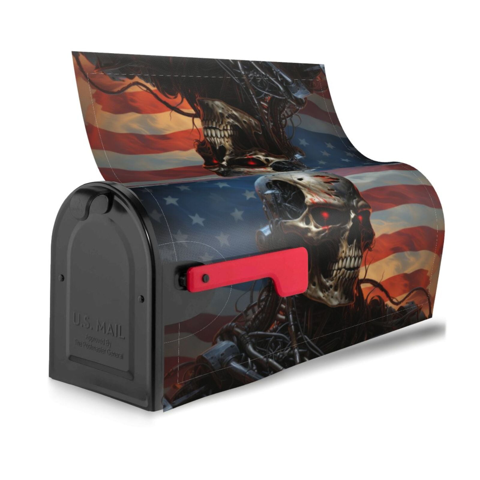 Bingfone Cyberpunk Skull American Flag Magnetic Mailbox Cover Standard ...