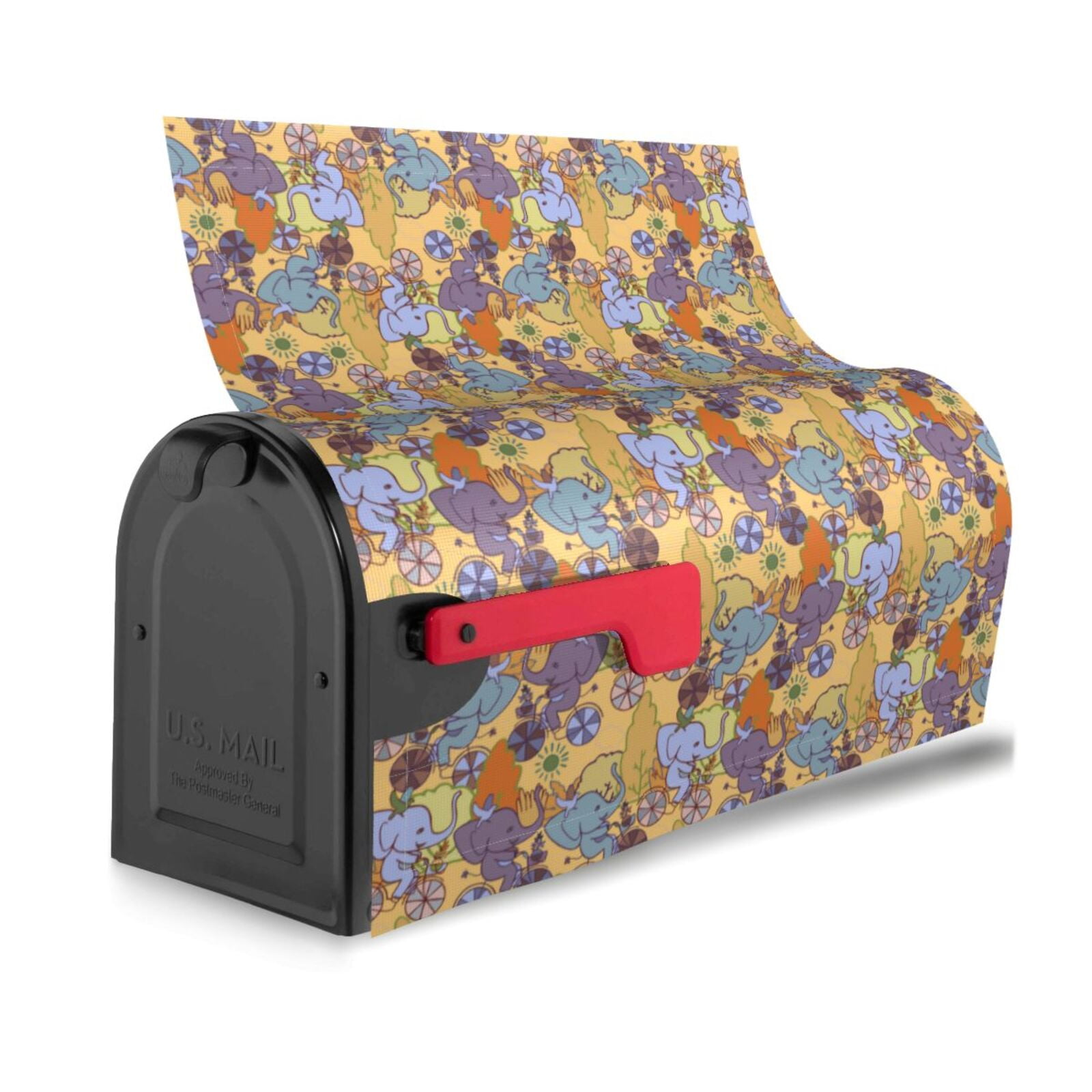 Bingfone Cycling Elephant On Bicycle In Park Magnetic Mailbox Cover ...