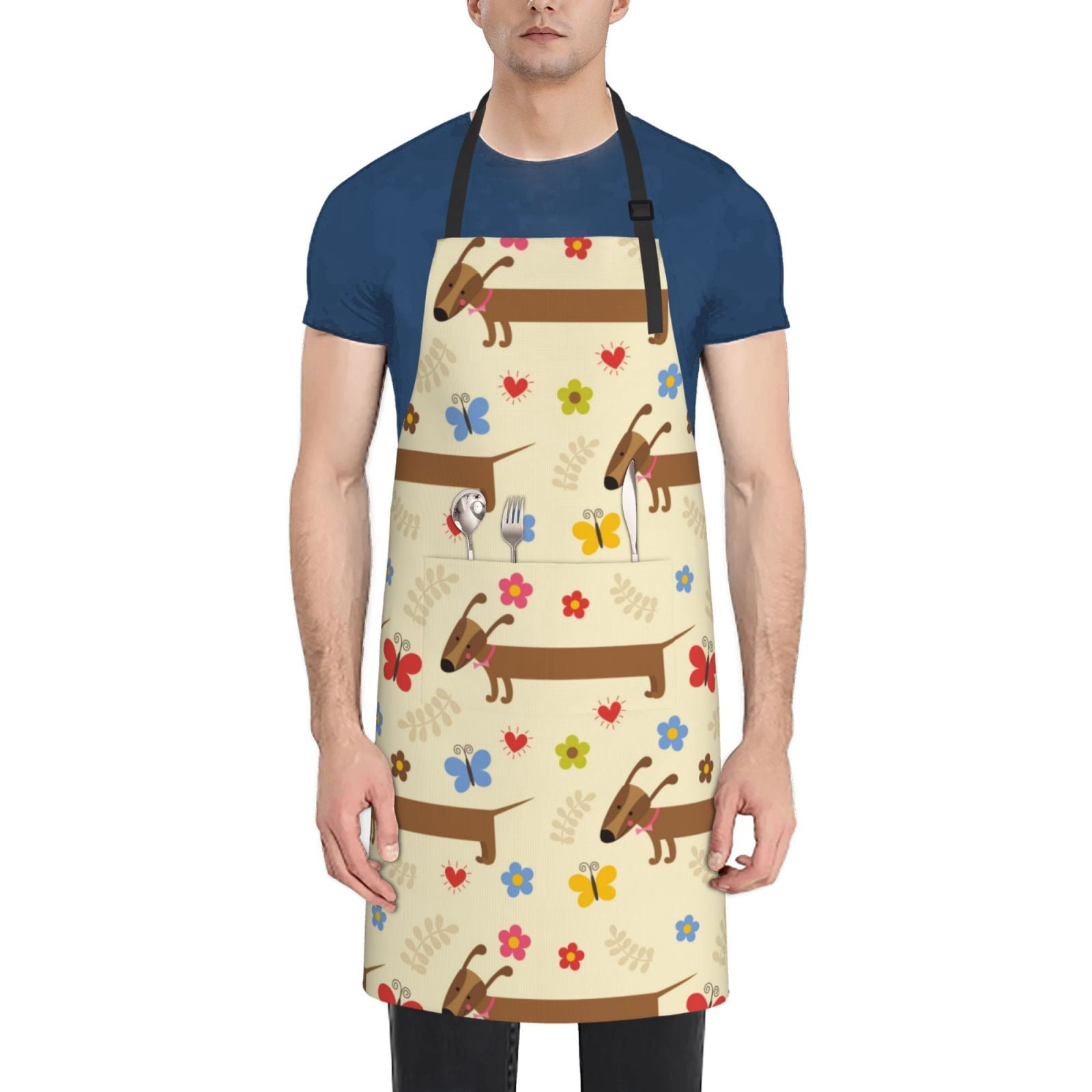 Bingfone Dachshund Dog And Flower Apron Gifts For Men, Women ...