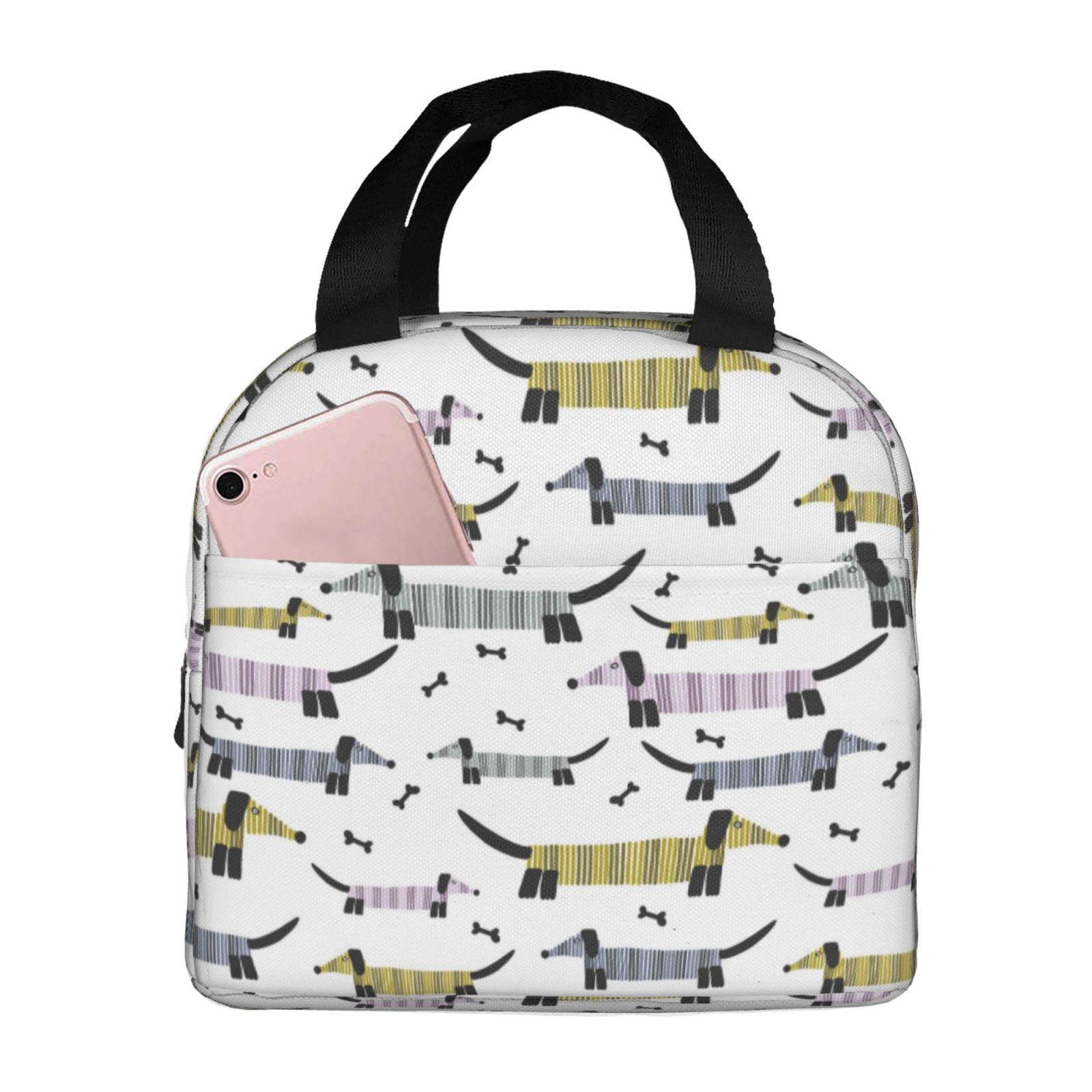 Bingfone Dachshund Dog Puppy Print Lunch Bag Insulated Lunch Box, Small ...