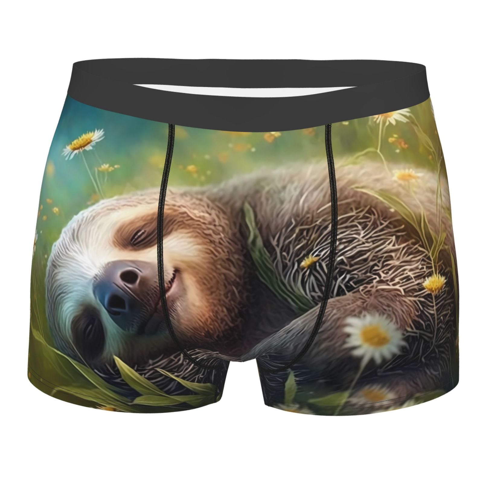 Bingfone Daisy Sleeping Sloth Men's Underwear - Casual Stretch Boxer ...