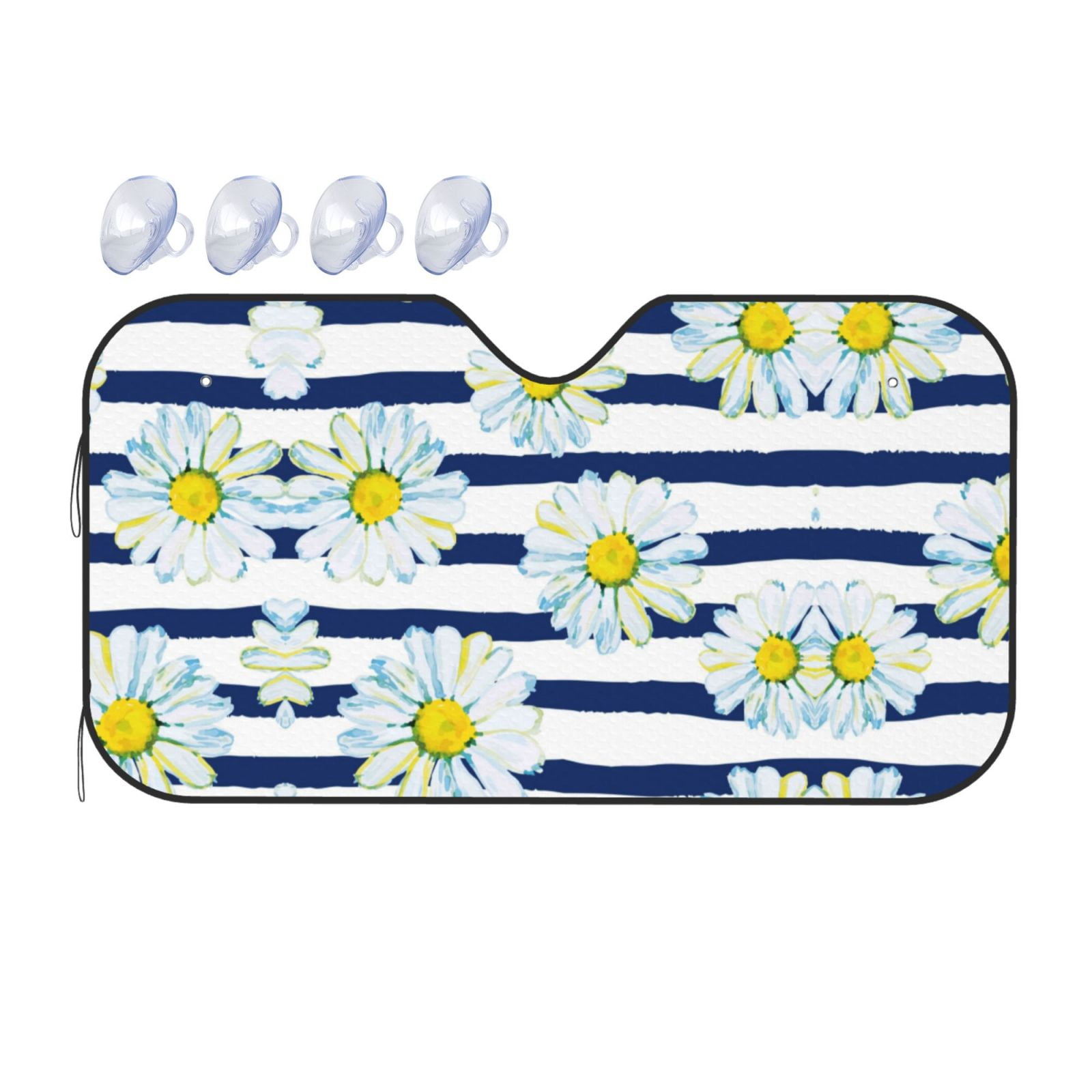 Bingfone Daisy Striped Nautical Car Windshield Sunshade,Sun Foldable ...