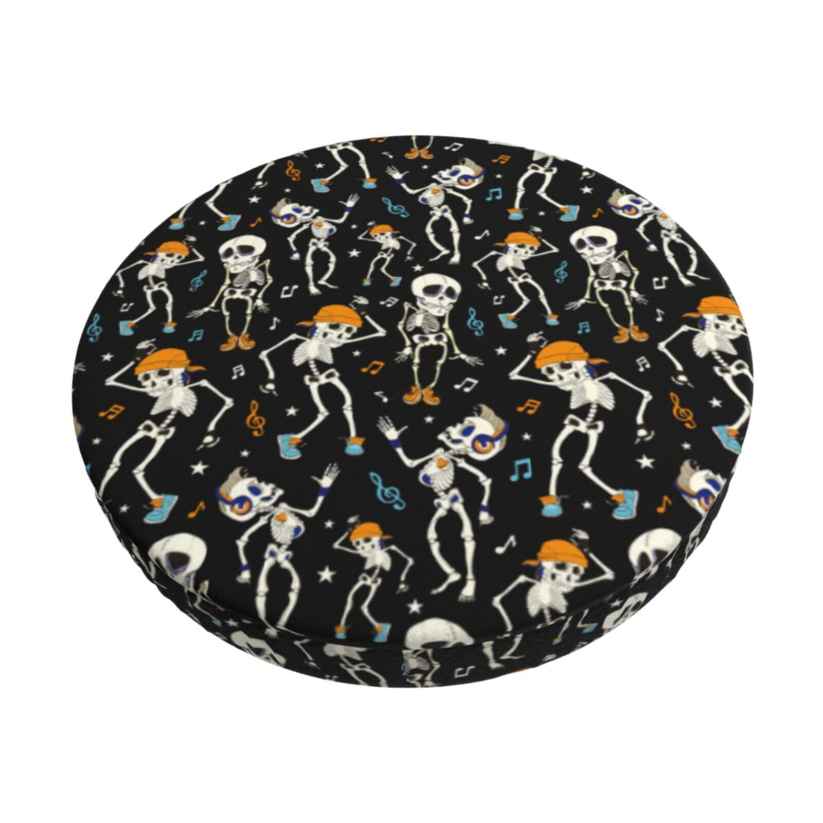 Bingfone Dancing Skeleton Party Padded Round Bar Stool Cover Cushion ...