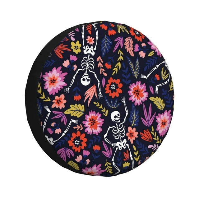 Bingfone Dancing Skeletons Floral Garden Spare Tire Cover Weatherproof ...