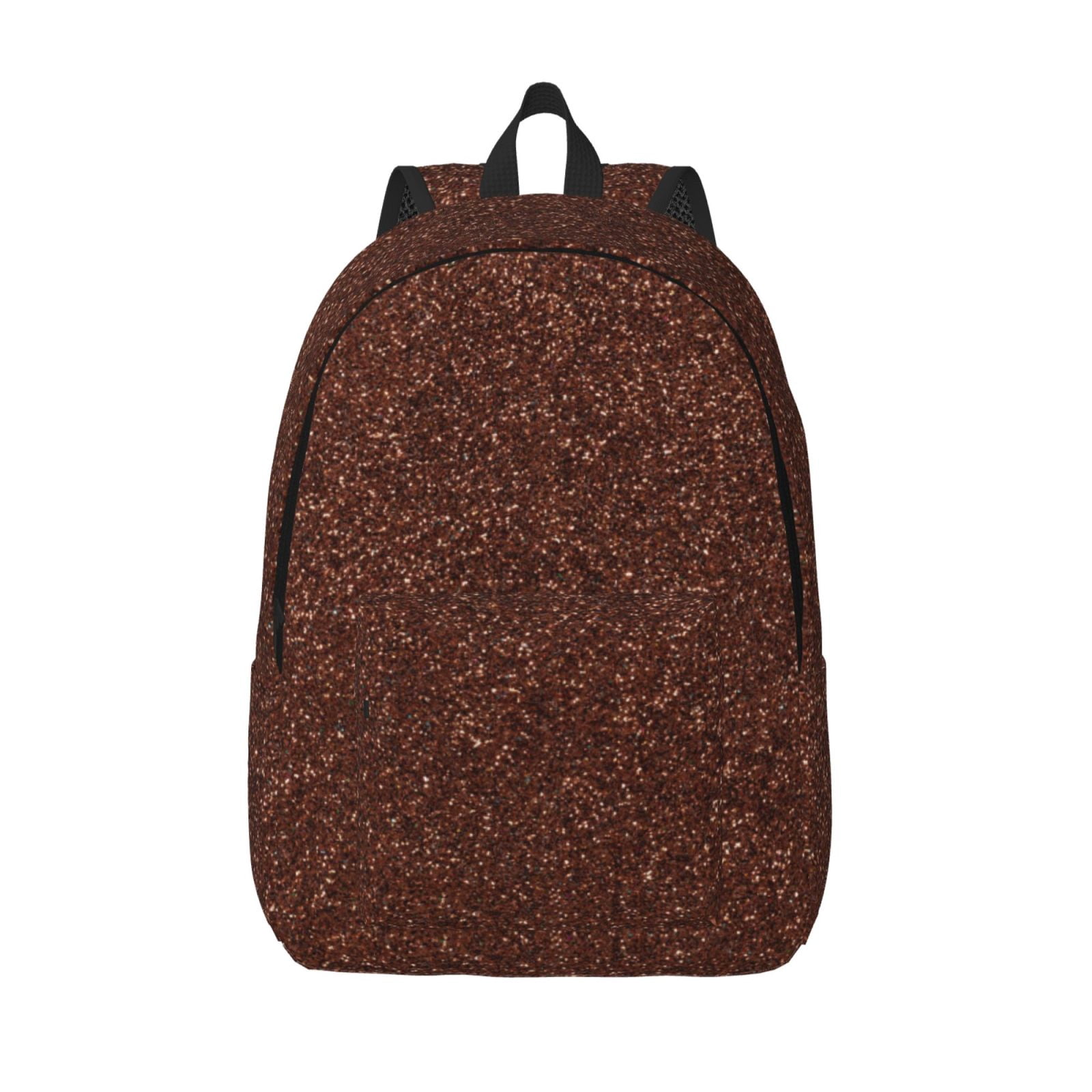Bingfone Dark Brown Glitter Print Canvas College Laptop Backpack, Large ...