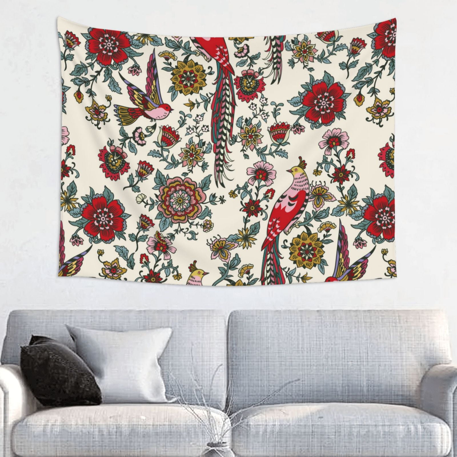 Bingfone Dark Enchanted Flowers And Birds Tapestry Wall Hanging Decor ...