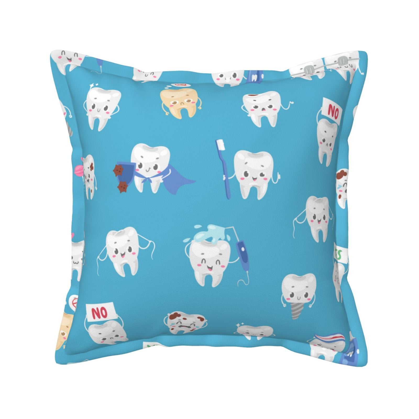 Bingfone Decorative Pillow Covers 16"X16" Cute Healthy Teeth Couch ...