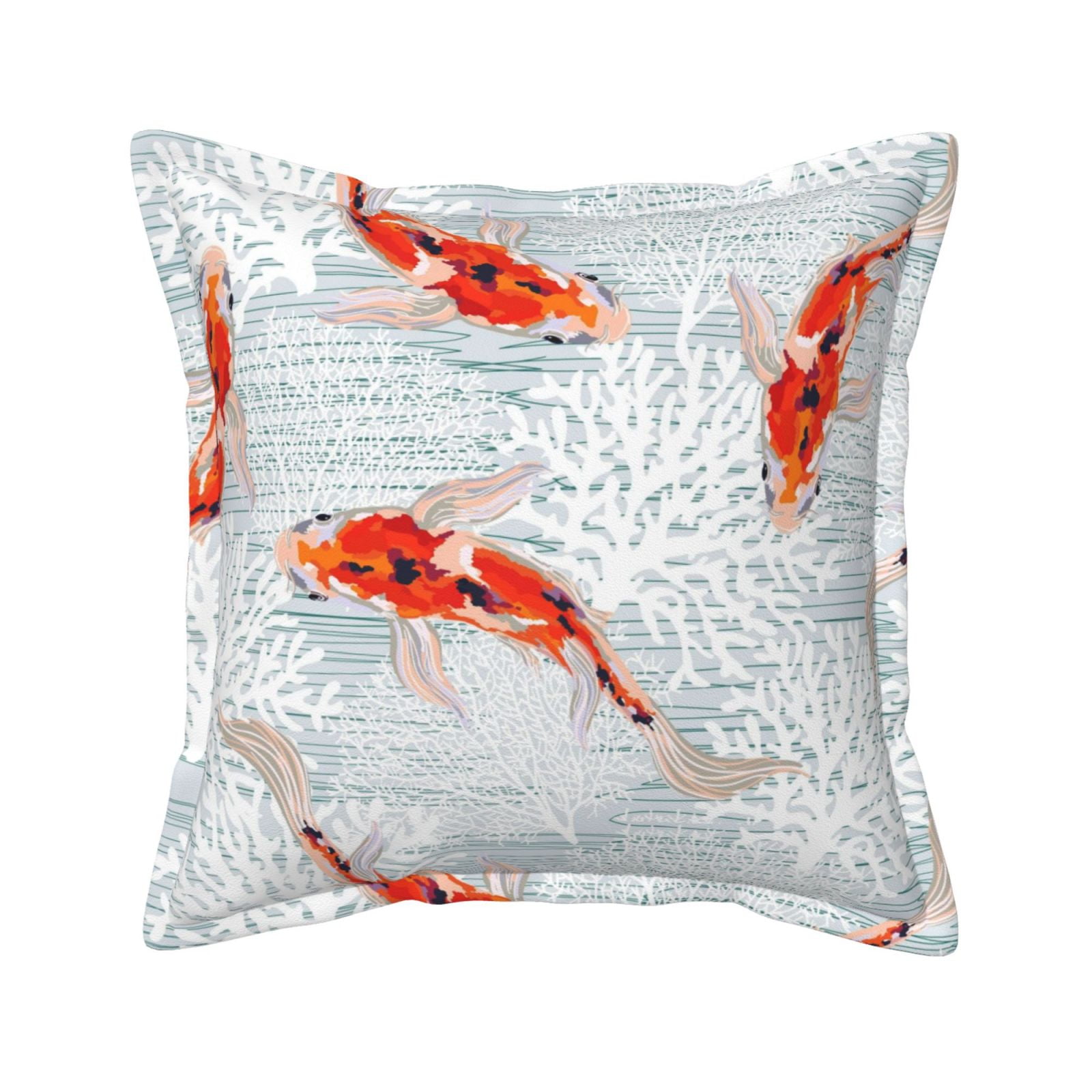 Bingfone Decorative Pillow Covers 16"X16" Koi Fish Corals,Spring Summer ...
