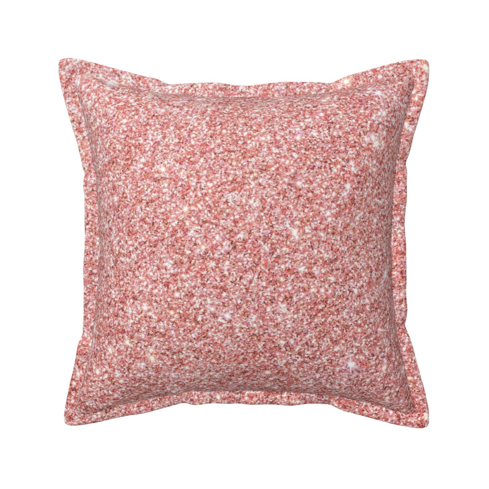 Bingfone Decorative Pillow Covers 16"X16" Rose Gold Pink Glitter Couch ...
