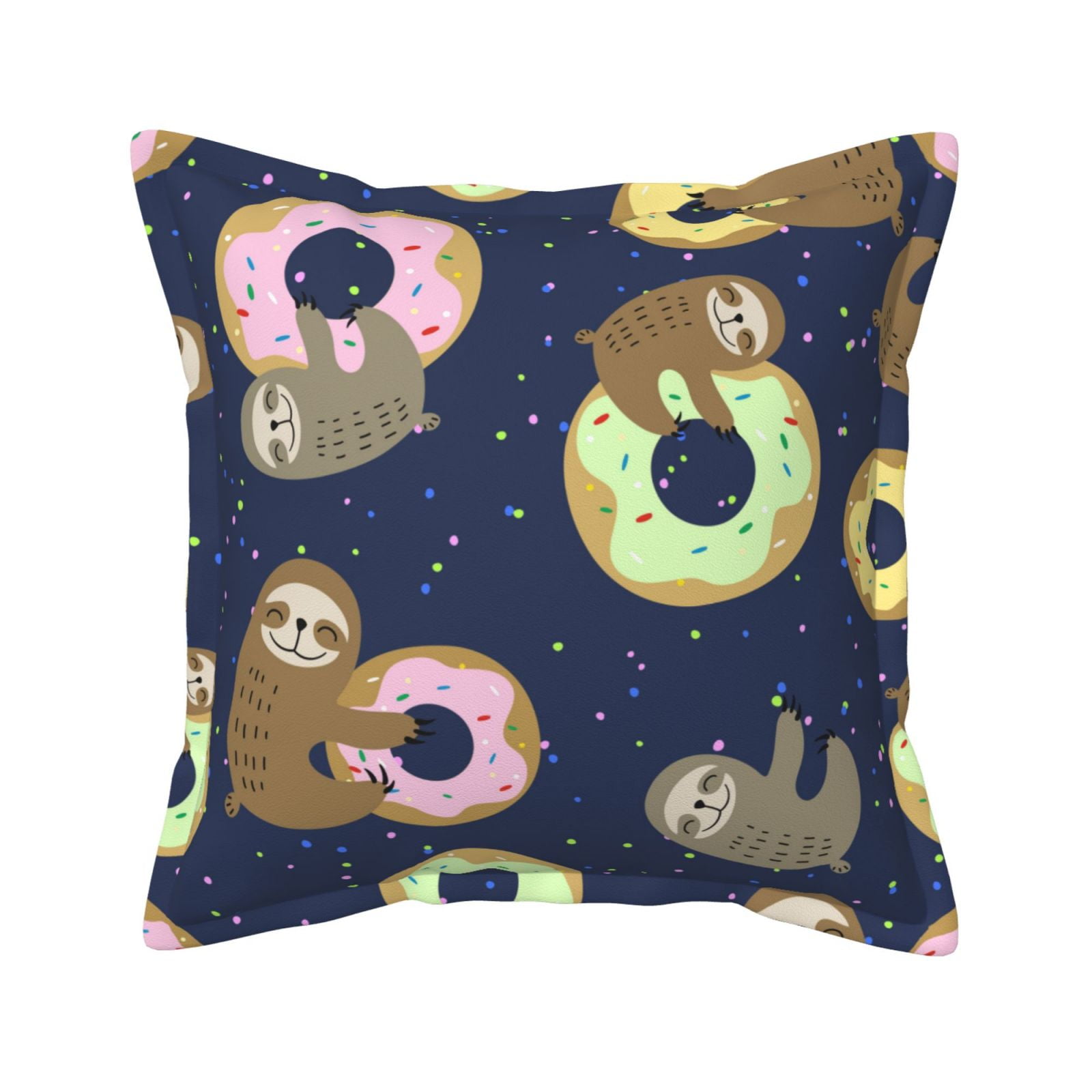 Bingfone Decorative Pillow Covers 16"X16" Sloth With Donuts Couch ...