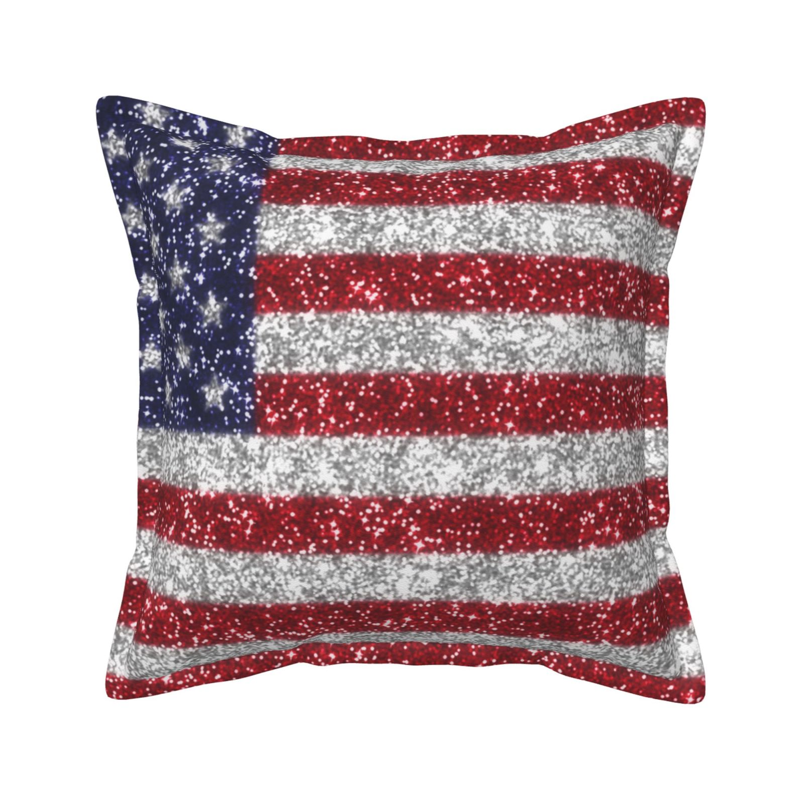 Bingfone Decorative Pillow Covers 16"x16" America Flag Glitter Couch ...