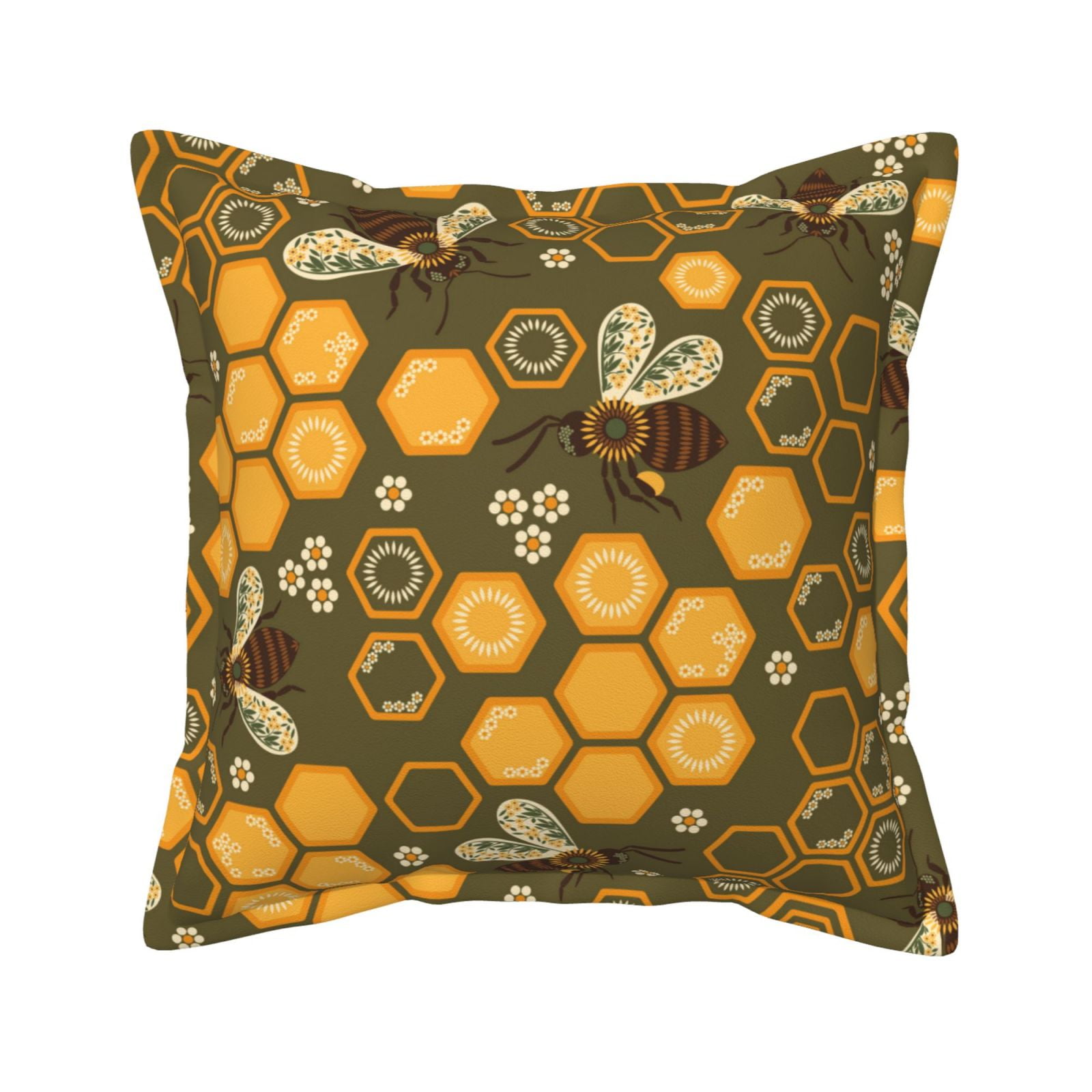 Bingfone Decorative Pillow Covers 18"X18" Bees And Honeycombs Couch ...