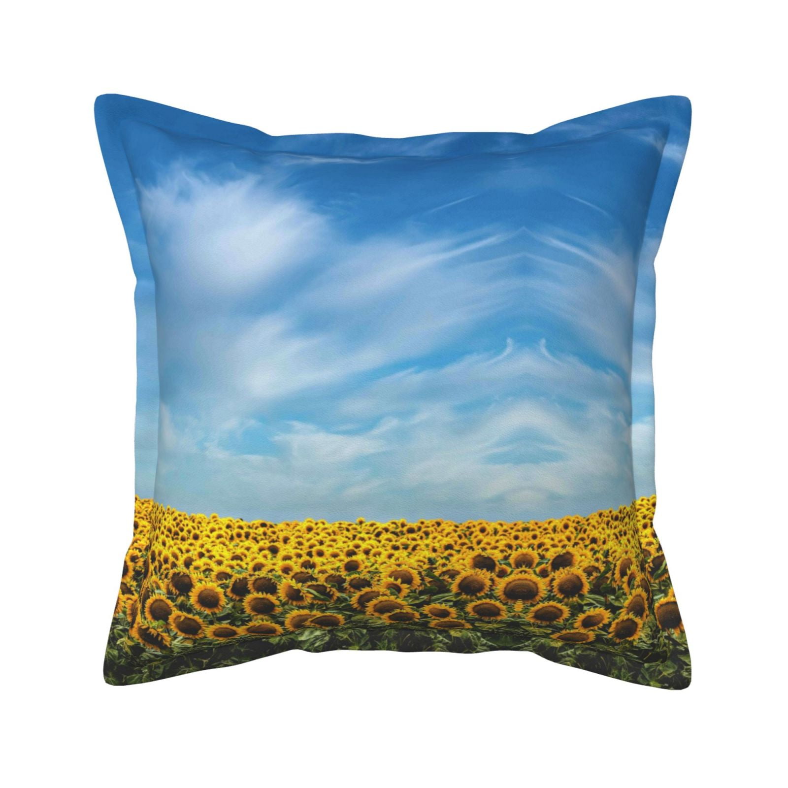 Bingfone Decorative Pillow Covers 18"X18" Blooming Sunflower Field ...
