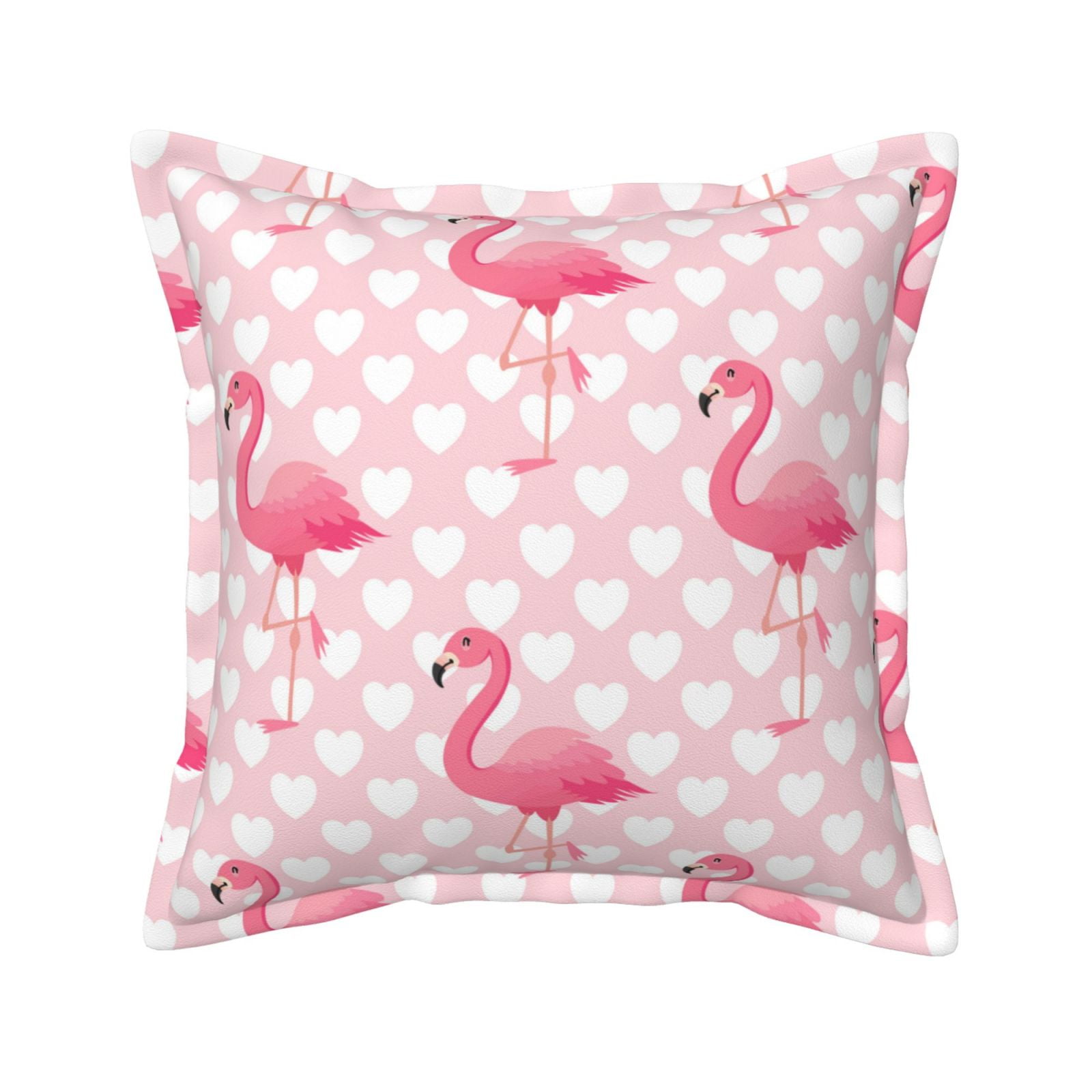 Bingfone Decorative Pillow Covers 18"X18" Cute Flamingo With Heart ...