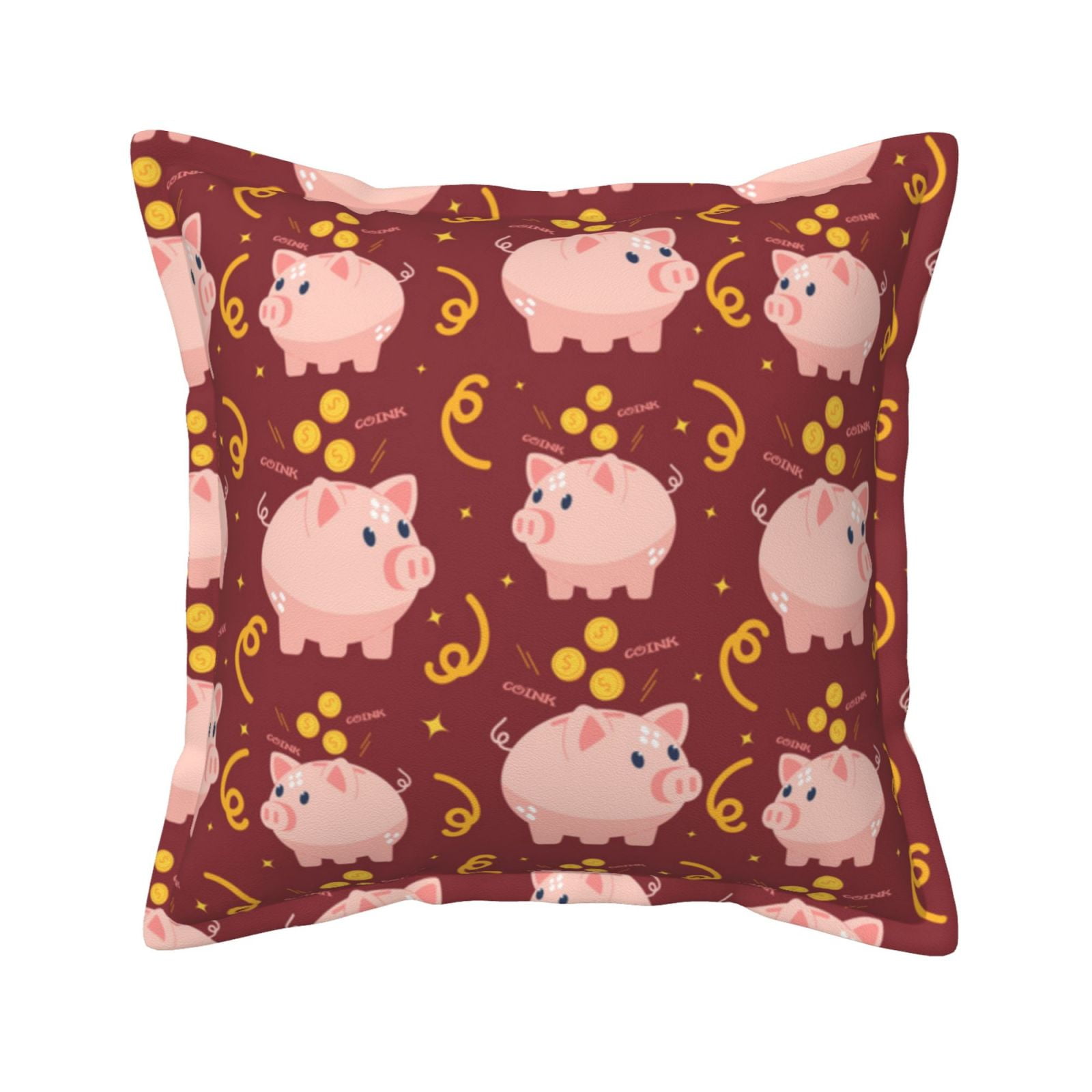 Bingfone Decorative Pillow Covers 18"X18" Cute Pig With Coins Couch ...