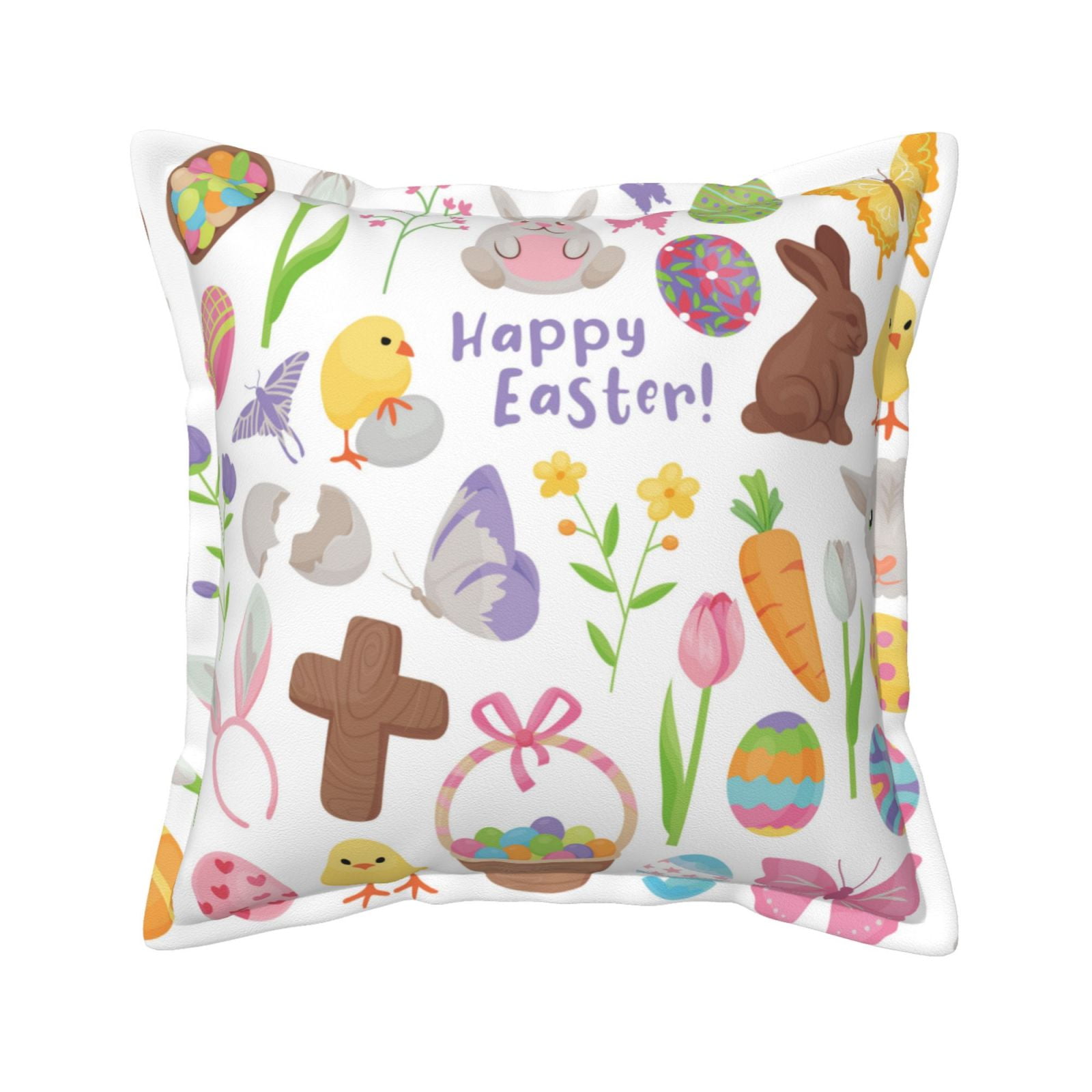 Bingfone Decorative Pillow Covers 18"X18" Happy Easter1 Couch Pillow ...