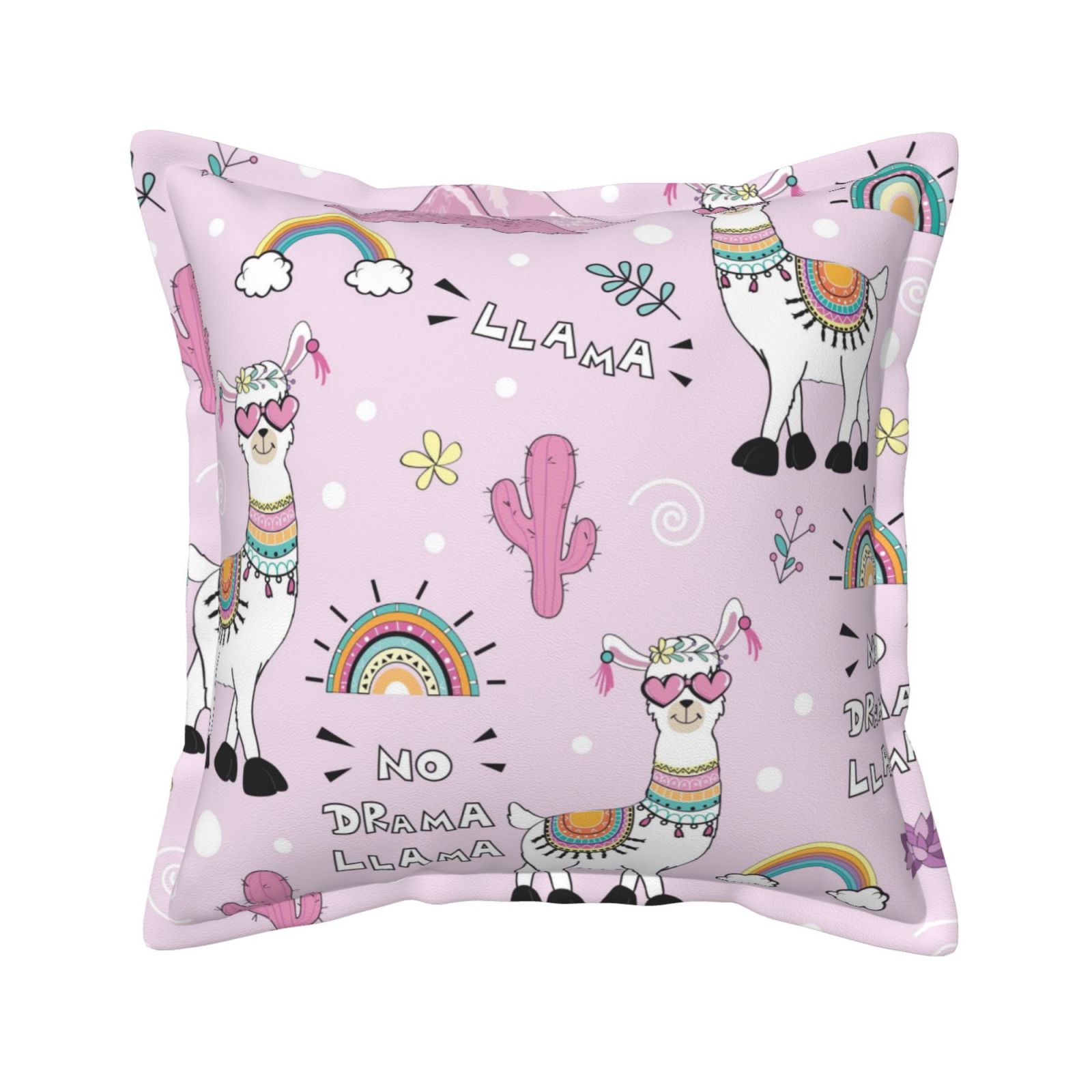 Bingfone Decorative Pillow Covers 18"X18" No Drama Llama Couch Pillow ...