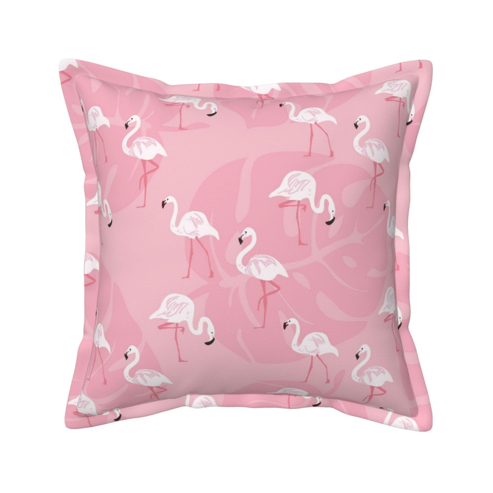 Bingfone Decorative Pillow Covers 18"X18" Pink Flamingos And Flowers ...