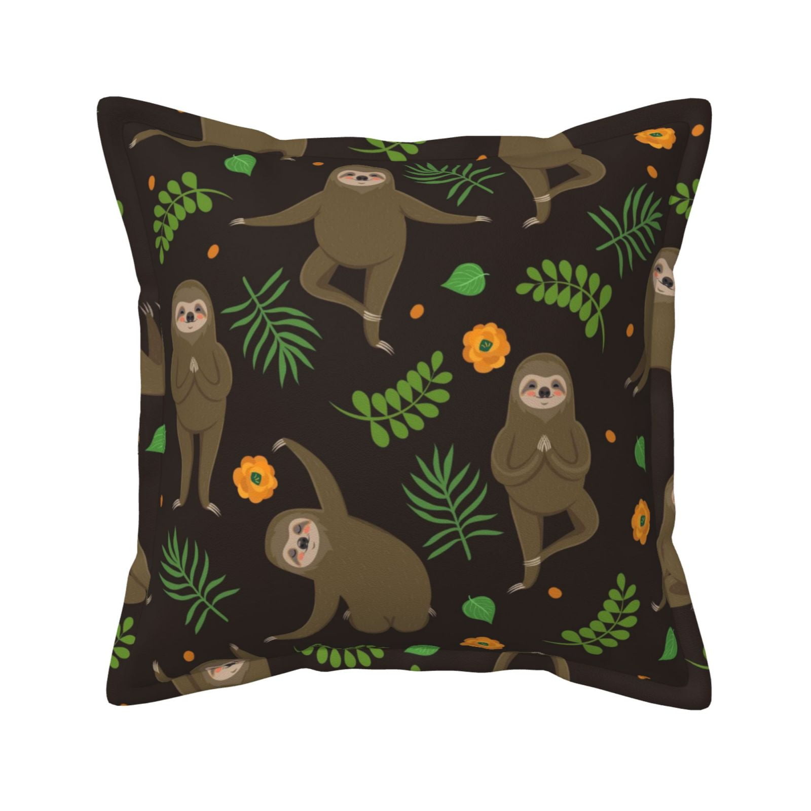 Bingfone Decorative Pillow Covers 18"X18" Sloth Doing Yoga Couch Pillow ...