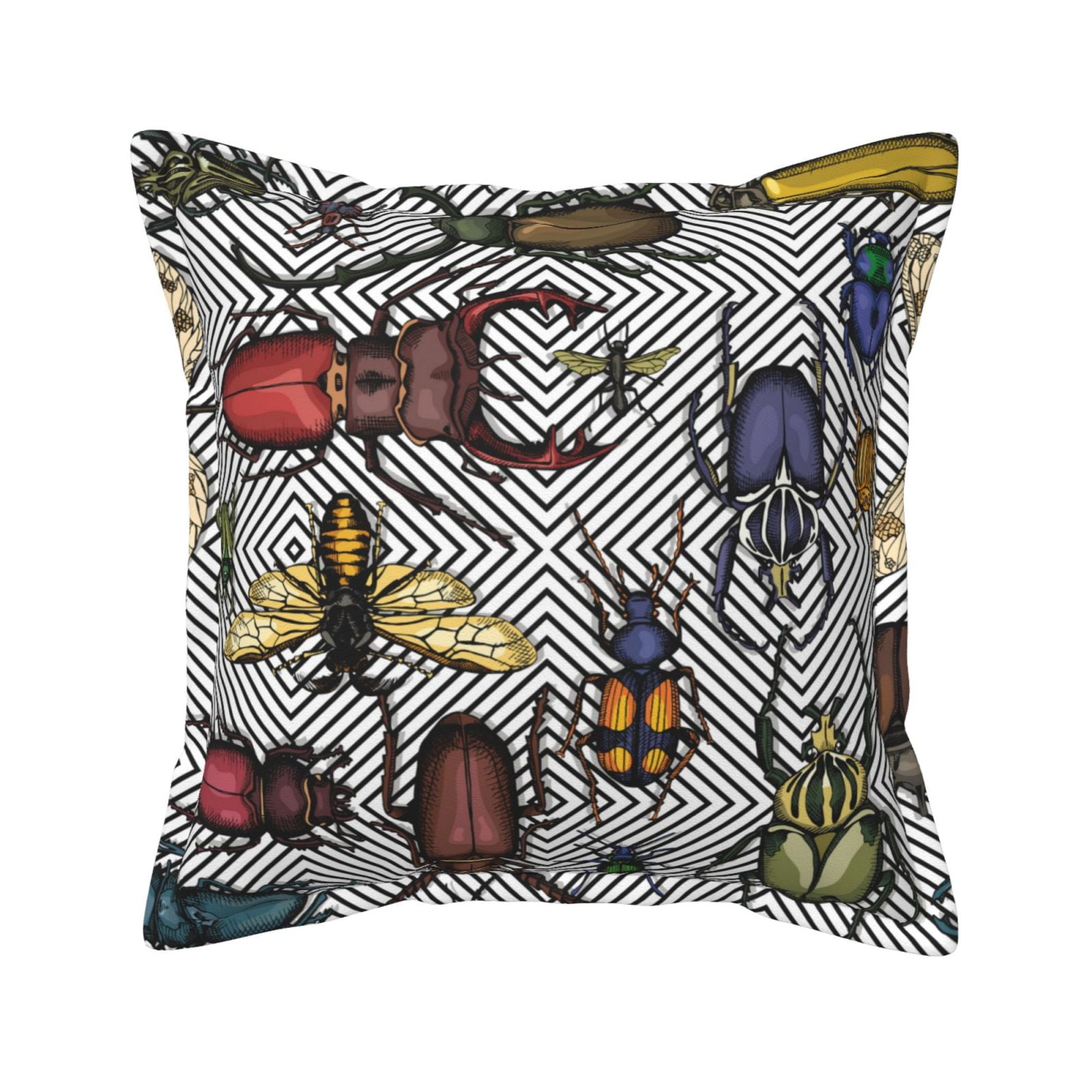 Bingfone Decorative Pillow Covers 20"X20" Bright Insects Couch Pillow ...